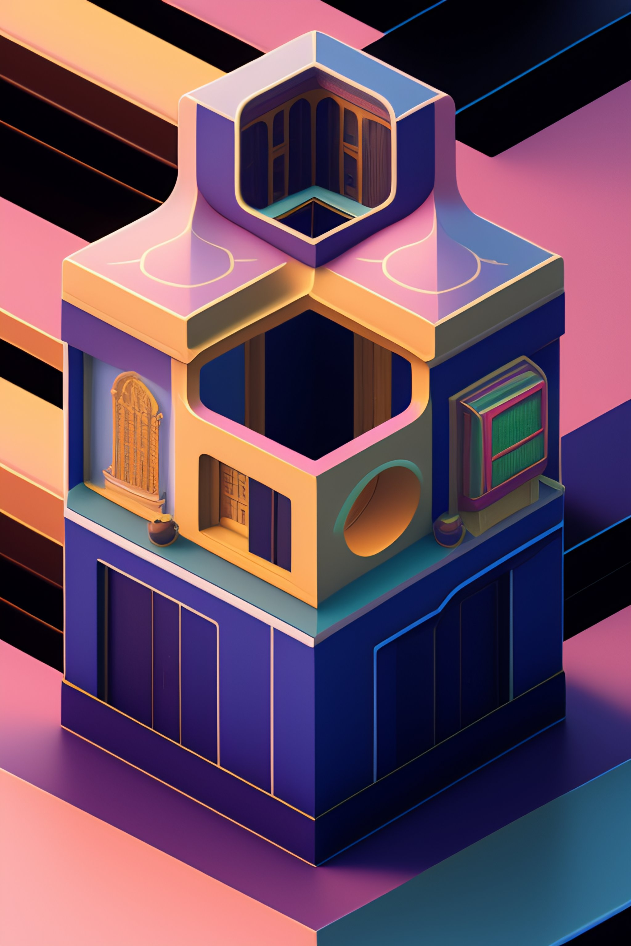 Lexica - 3d render of mark escher "Relativiteit" in the style of 90's ...