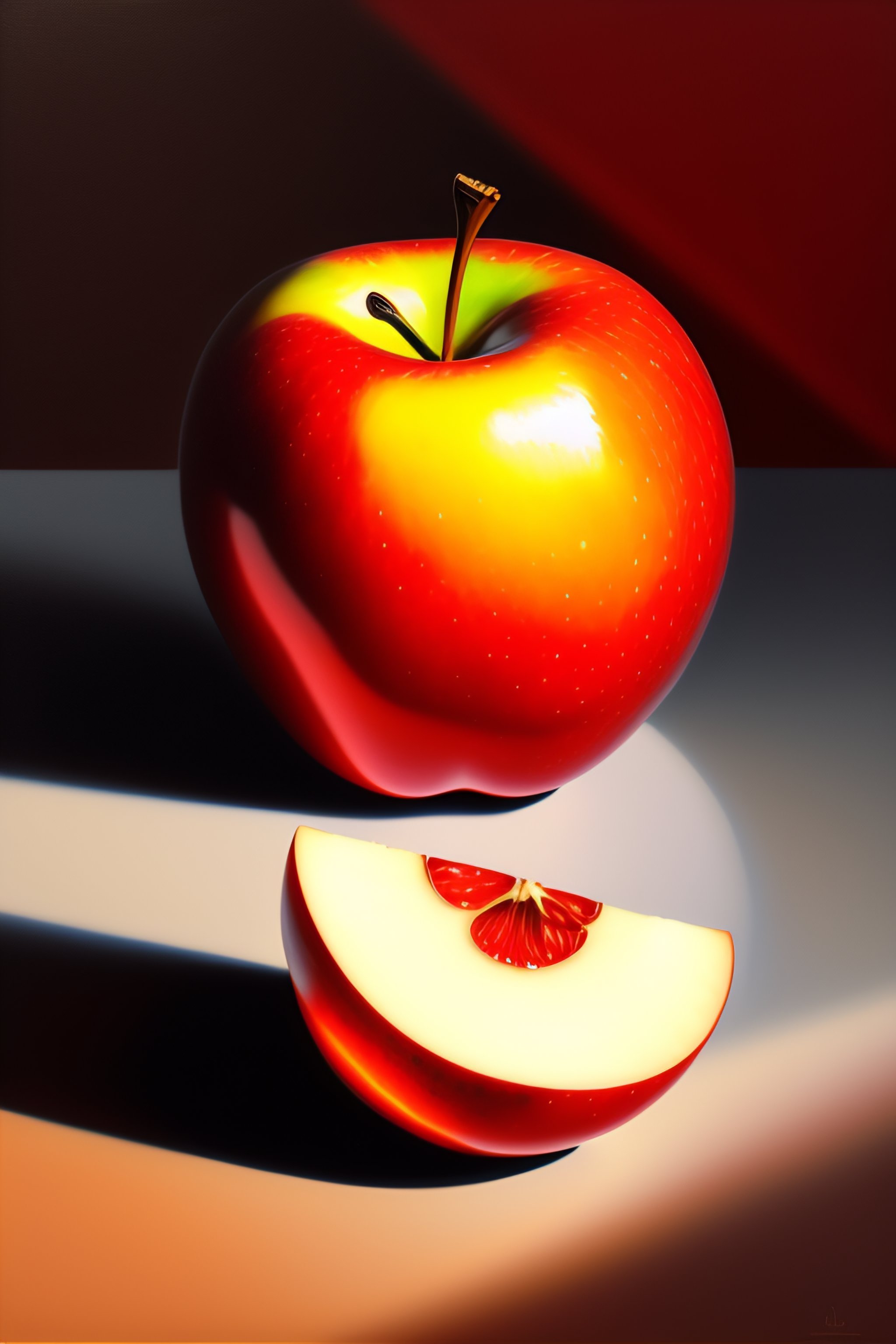 Lexica - A painting featuring a still life of a single, bright red ...