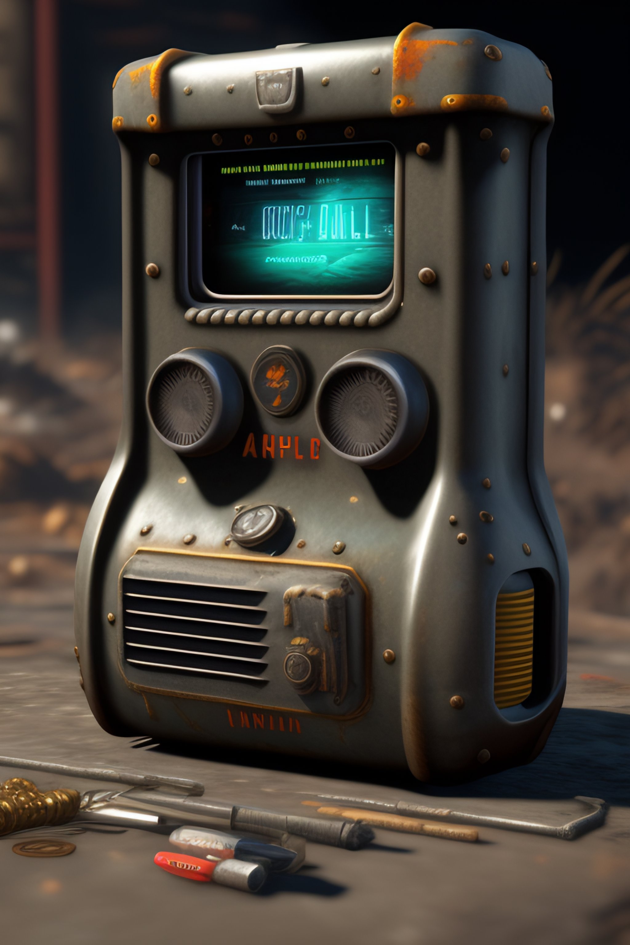 Lexica - An extremely complex Fallout 4 Mobile phone, Waste punk, gray