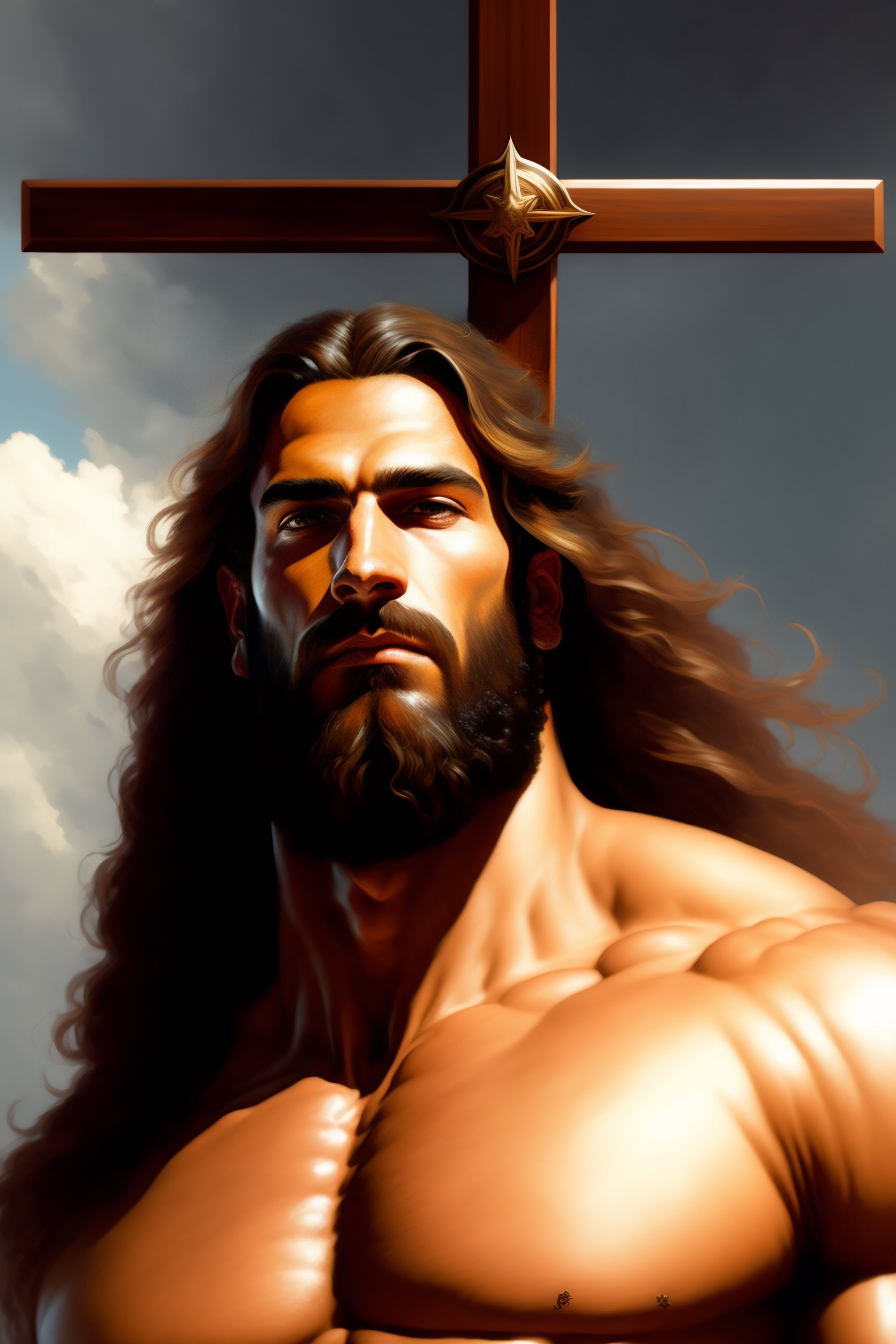 Lexica - Portrait of Jesus Christ with a crown of thorns as World ...