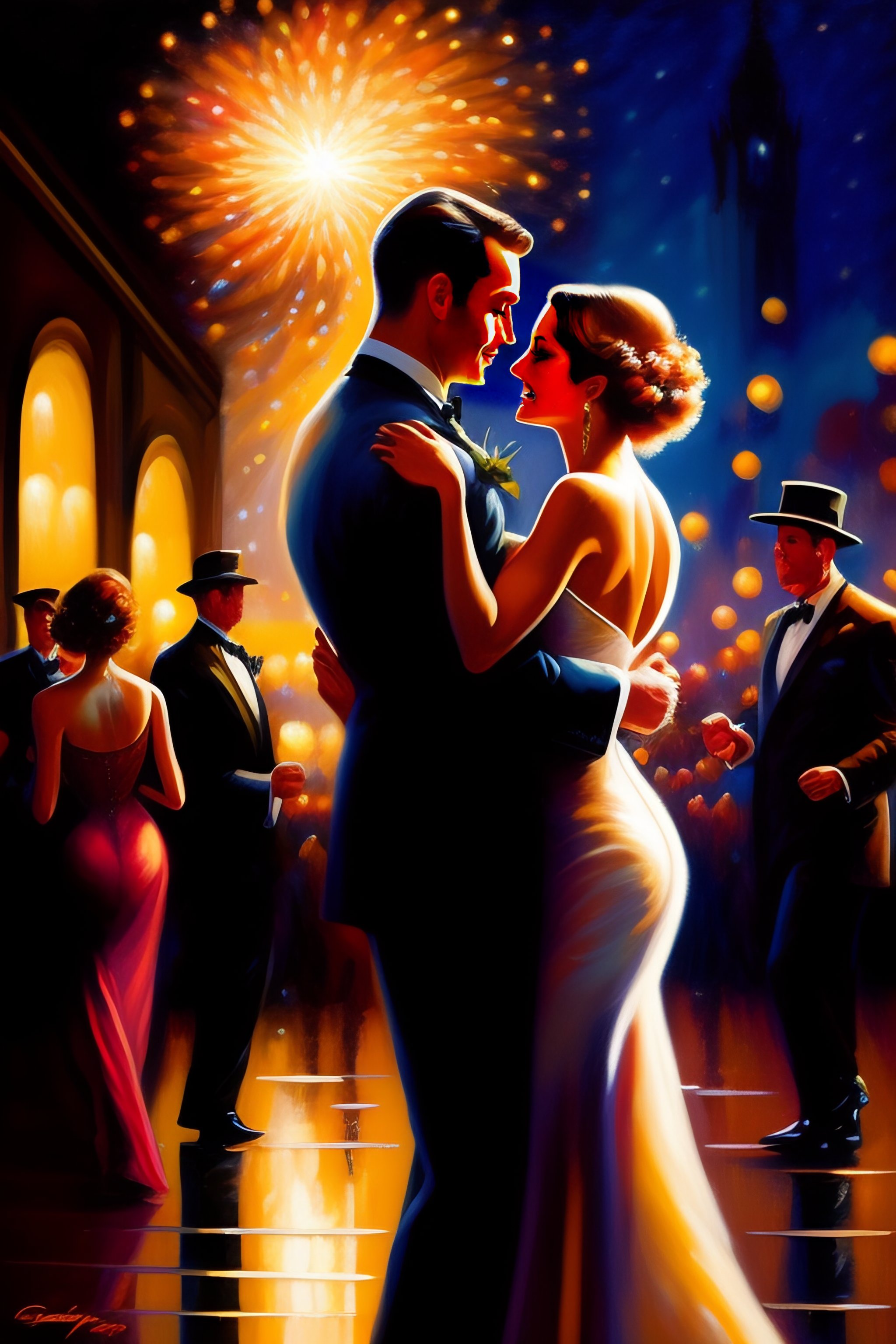 Lexica - Festive, New Year's Eve, dancing people, dancing couple, tango ...