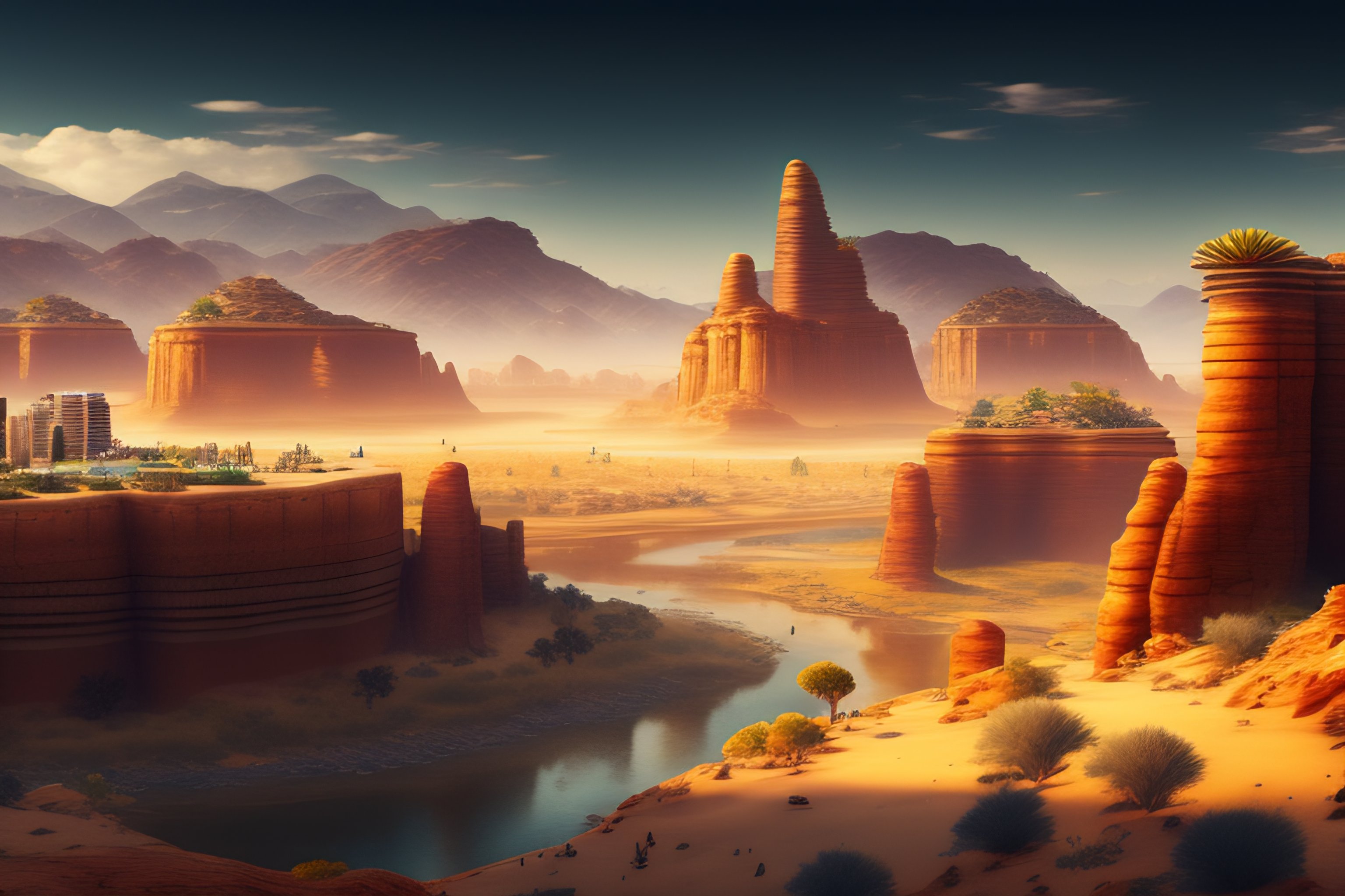 Lexica - Rock based livable city with people, ancient architecture ...