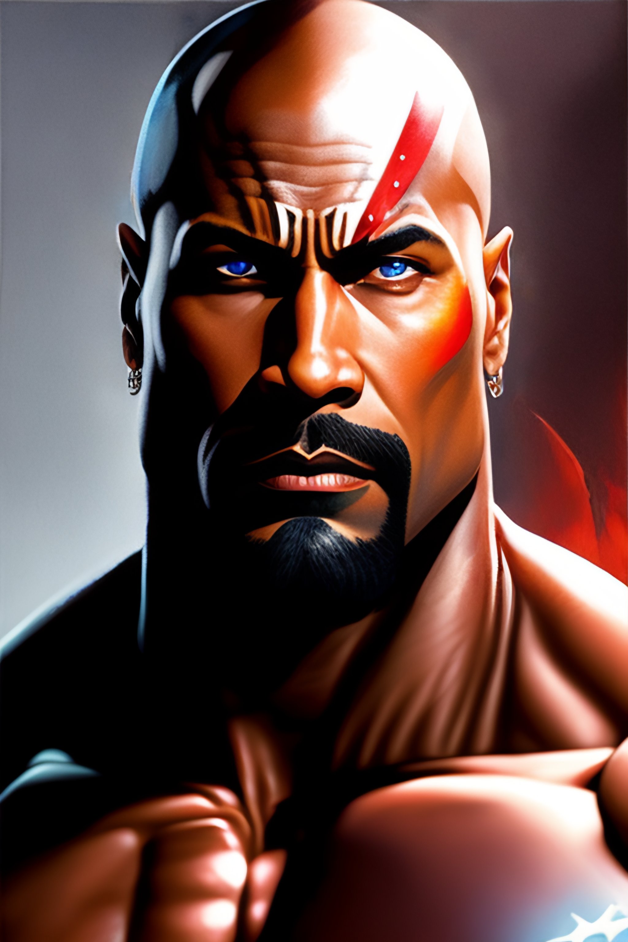 Lexica - A portrait of Dwayne Johnson as Kratos, art by Alex Ross ...