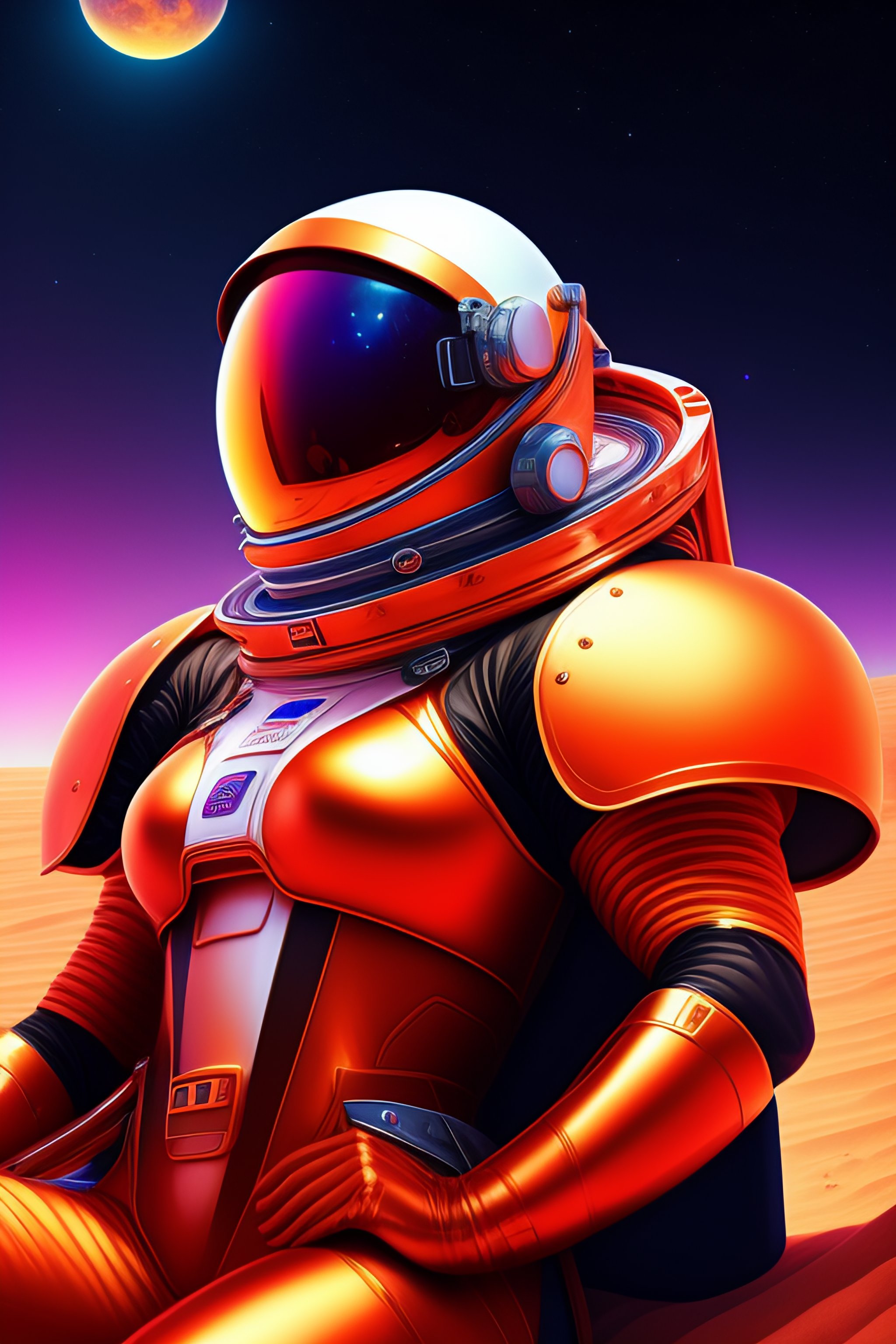 Lexica - An astronaut resting on mars in a beach chair, vibrant ...