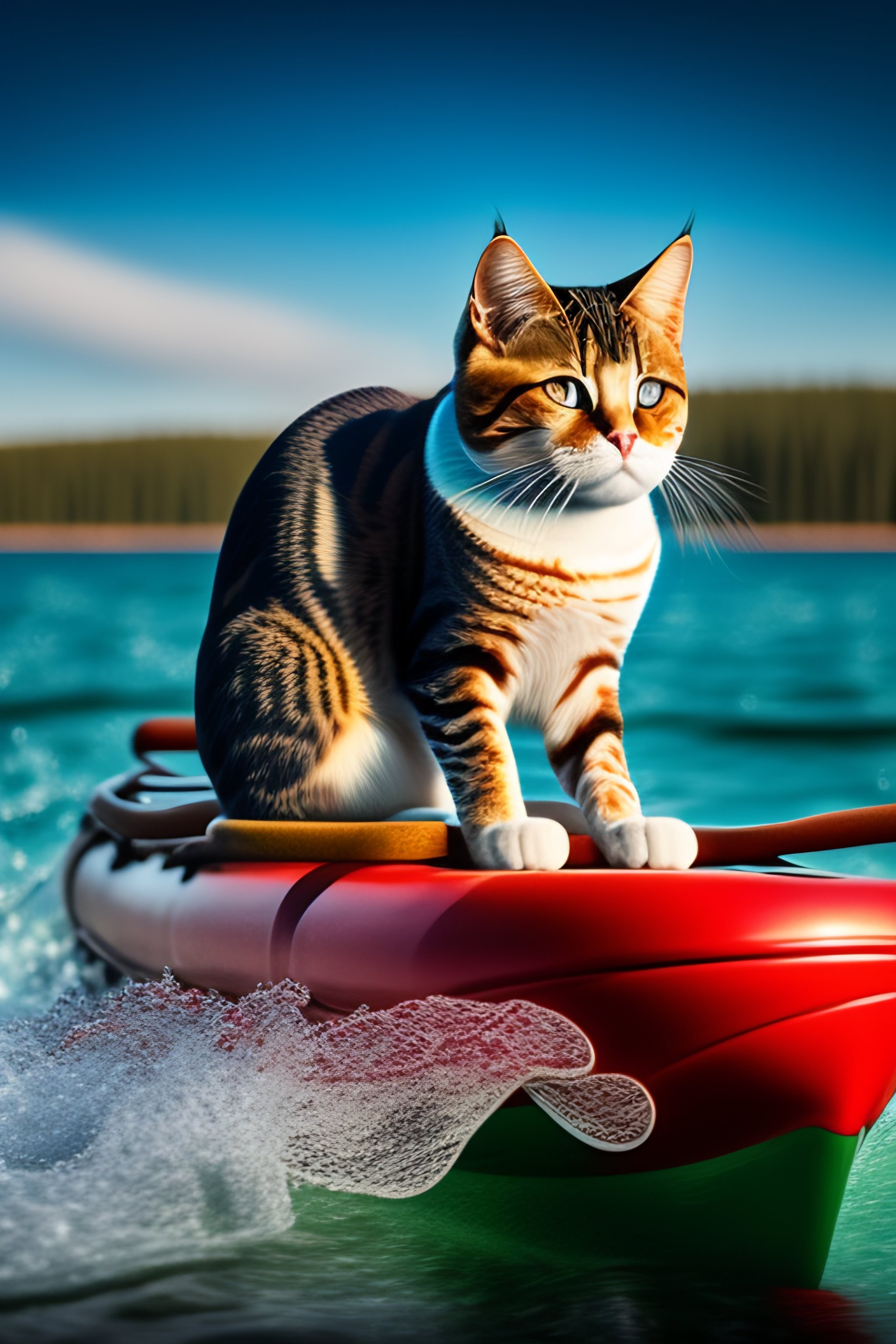 Lexica - A octopus cat riding a boat