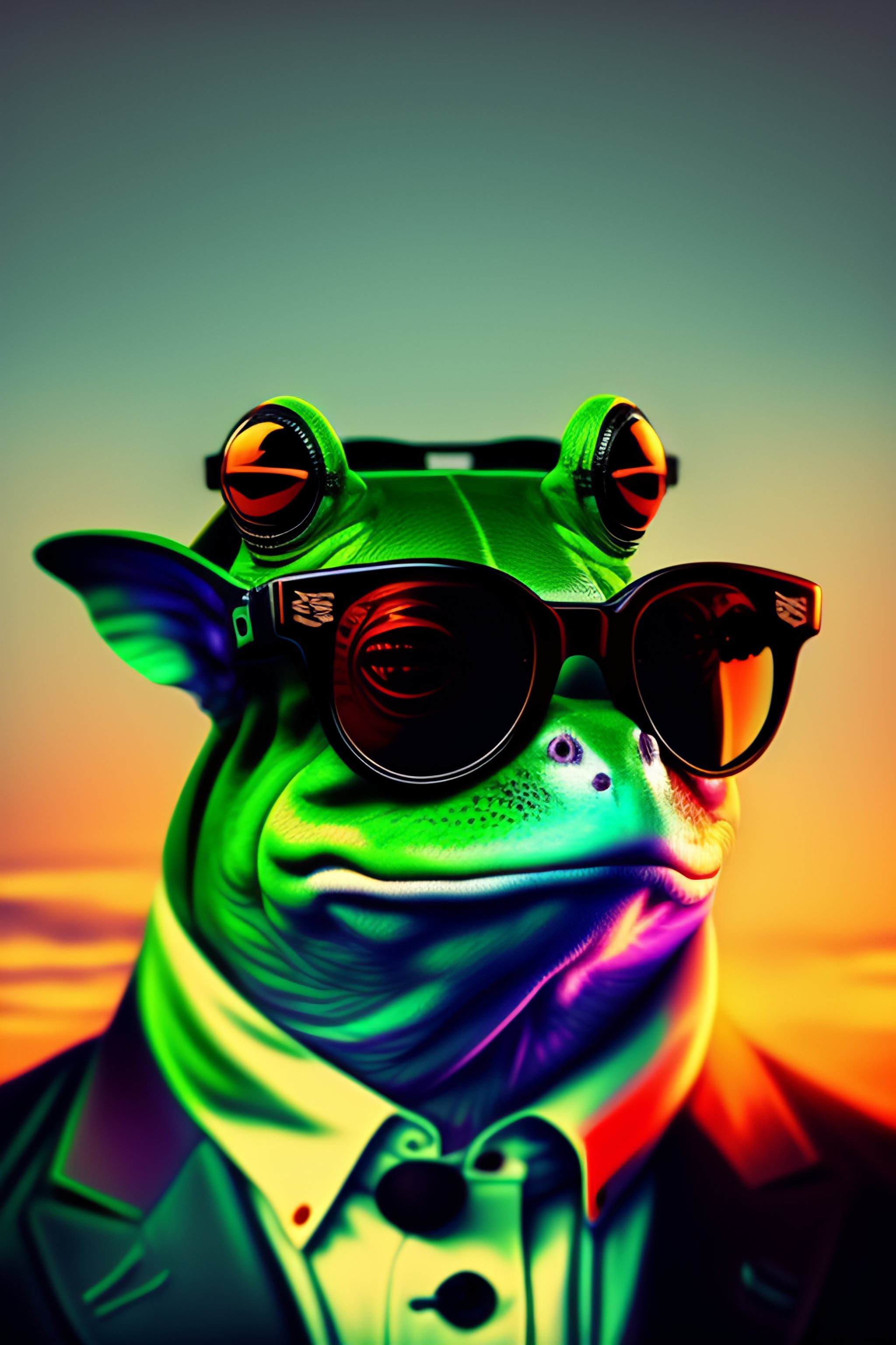 Lexica - Portrait of an anthropomorphic nerd gigachad frog with nerdy ...