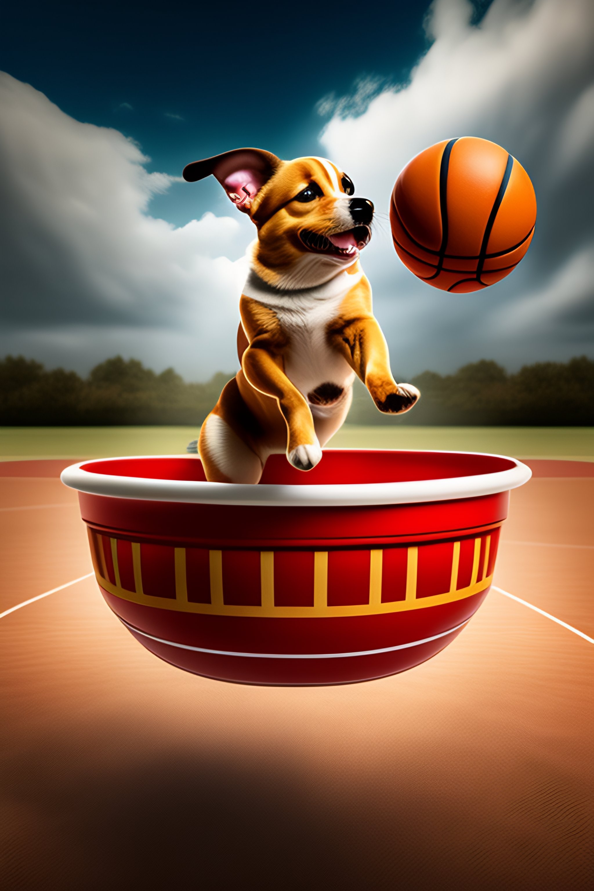 Lexica - Basketball dog basketball basket jump