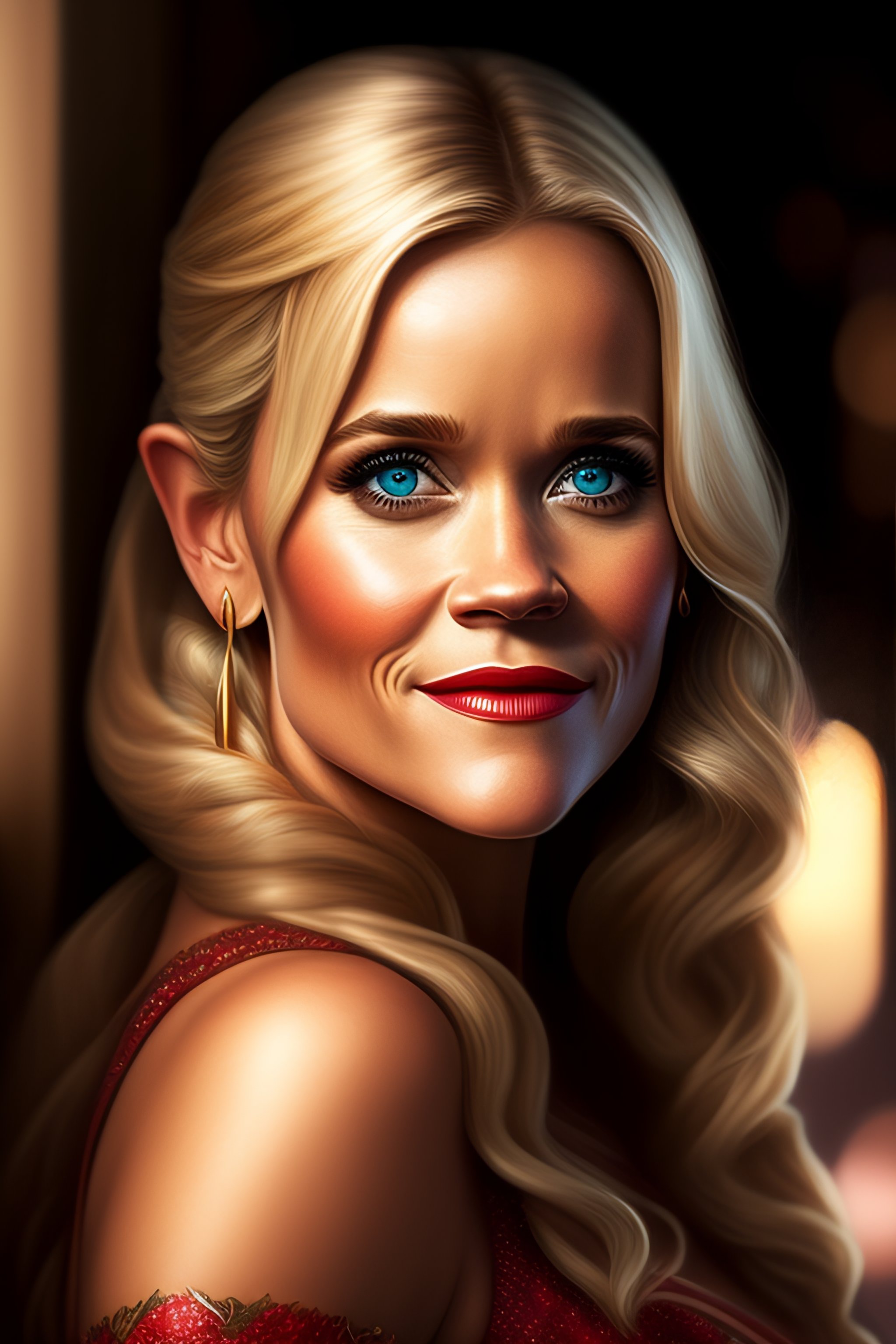 Lexica - Photo of Reese Witherspoon as an elf with very long pointed ...