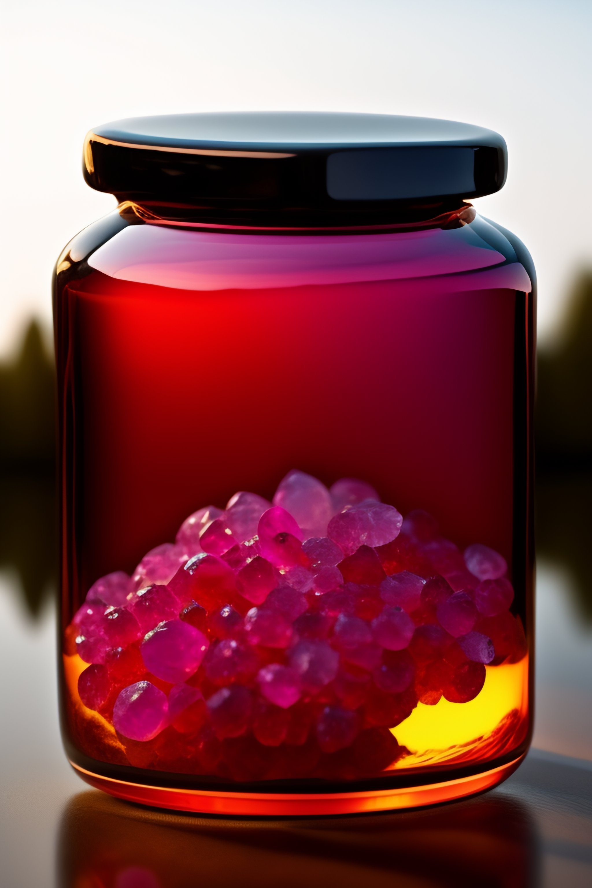 Lexica - Ruby gemstones in a jar