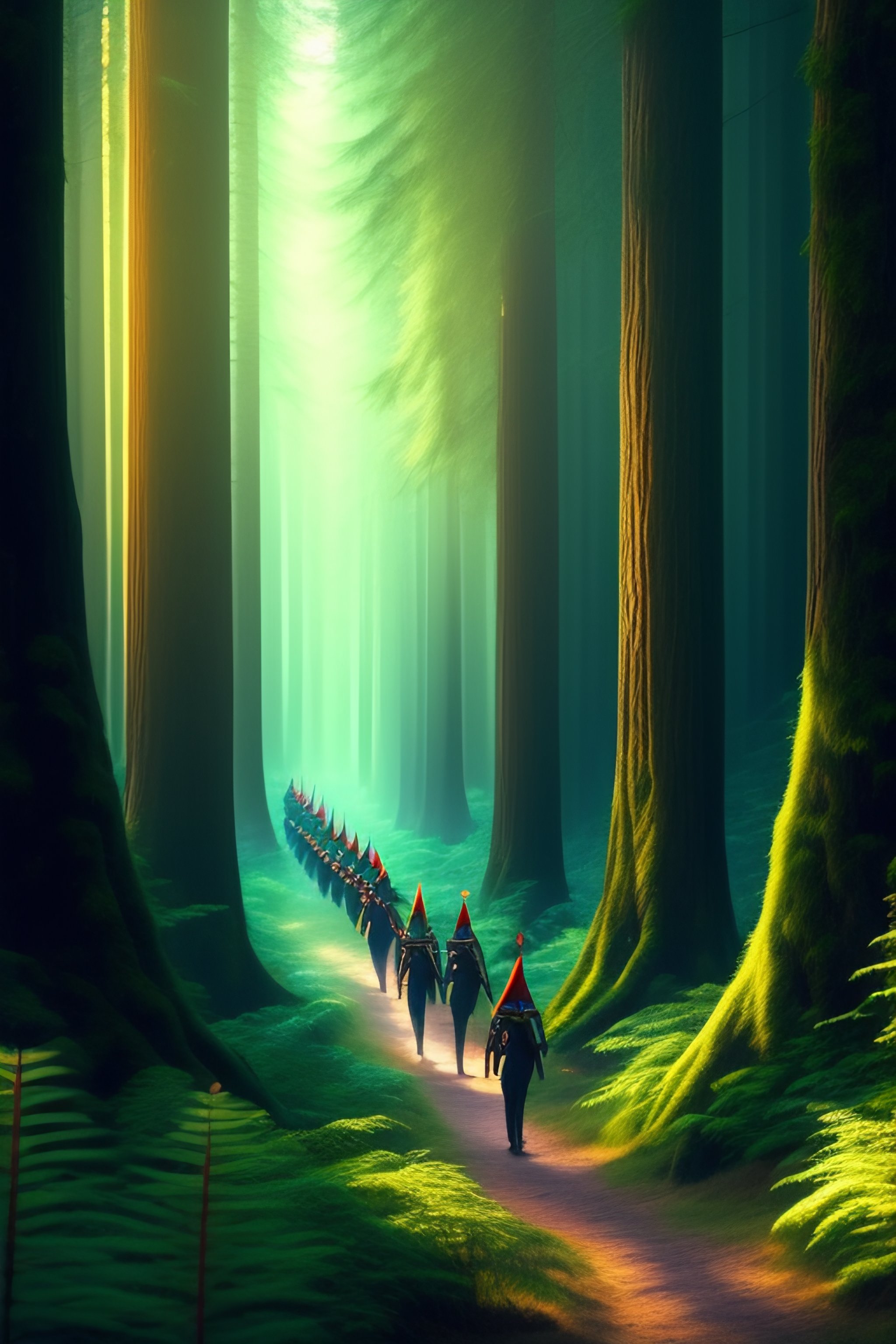 Lexica - An army of Elves marching through a forest with giant trees ...