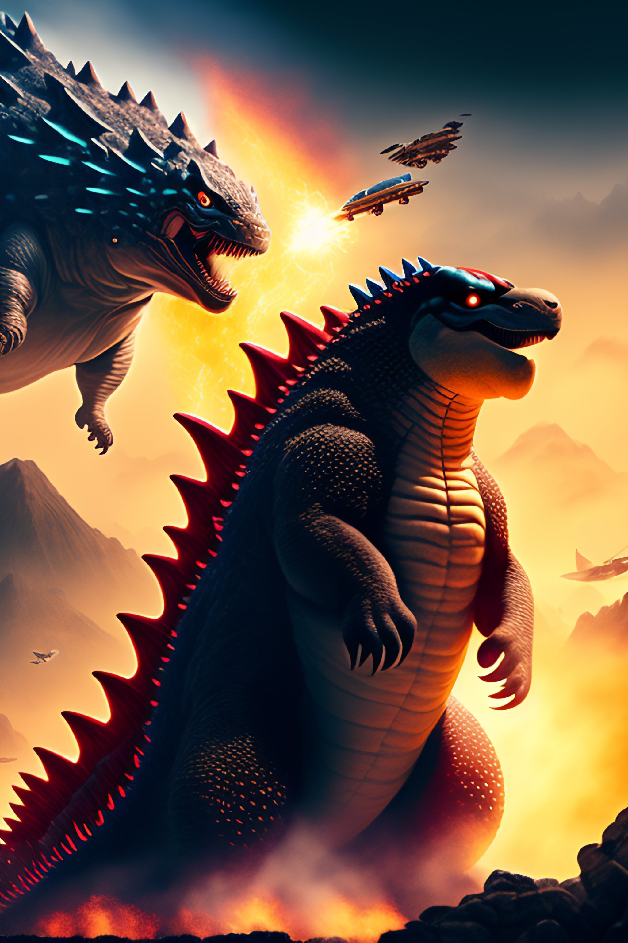 Lexica - Godzilla fighting Mothra