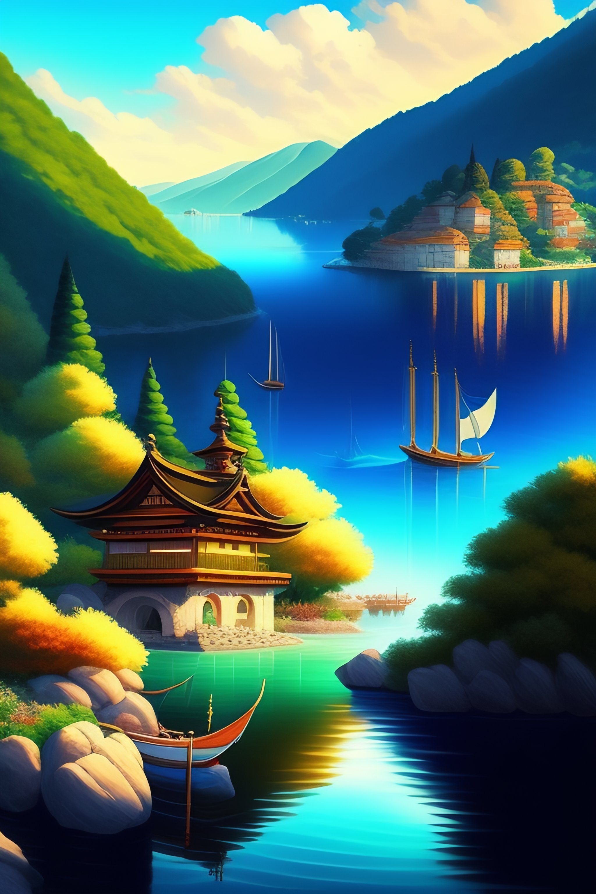 Lexica - Lake como, studio ghibli style, hayao miyazaki, award winning ...