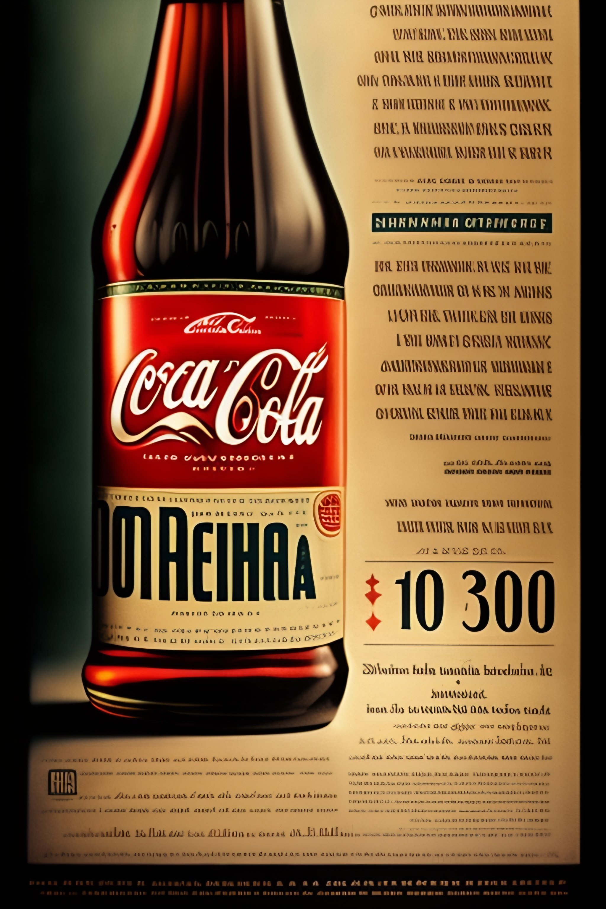 Lexica - A bottle of Coca-cola brand, advertisment of the 50, only the ...