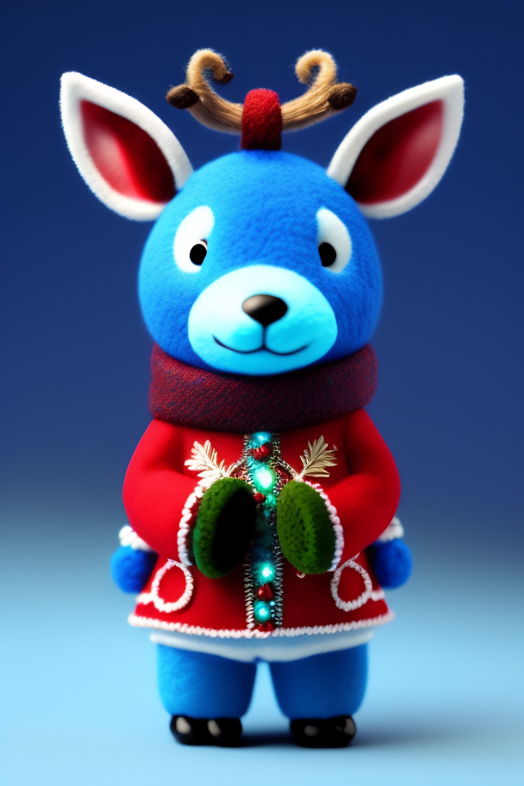 Lexica - An antropomorfic reindeer with blue nose, wearing a blue round ...