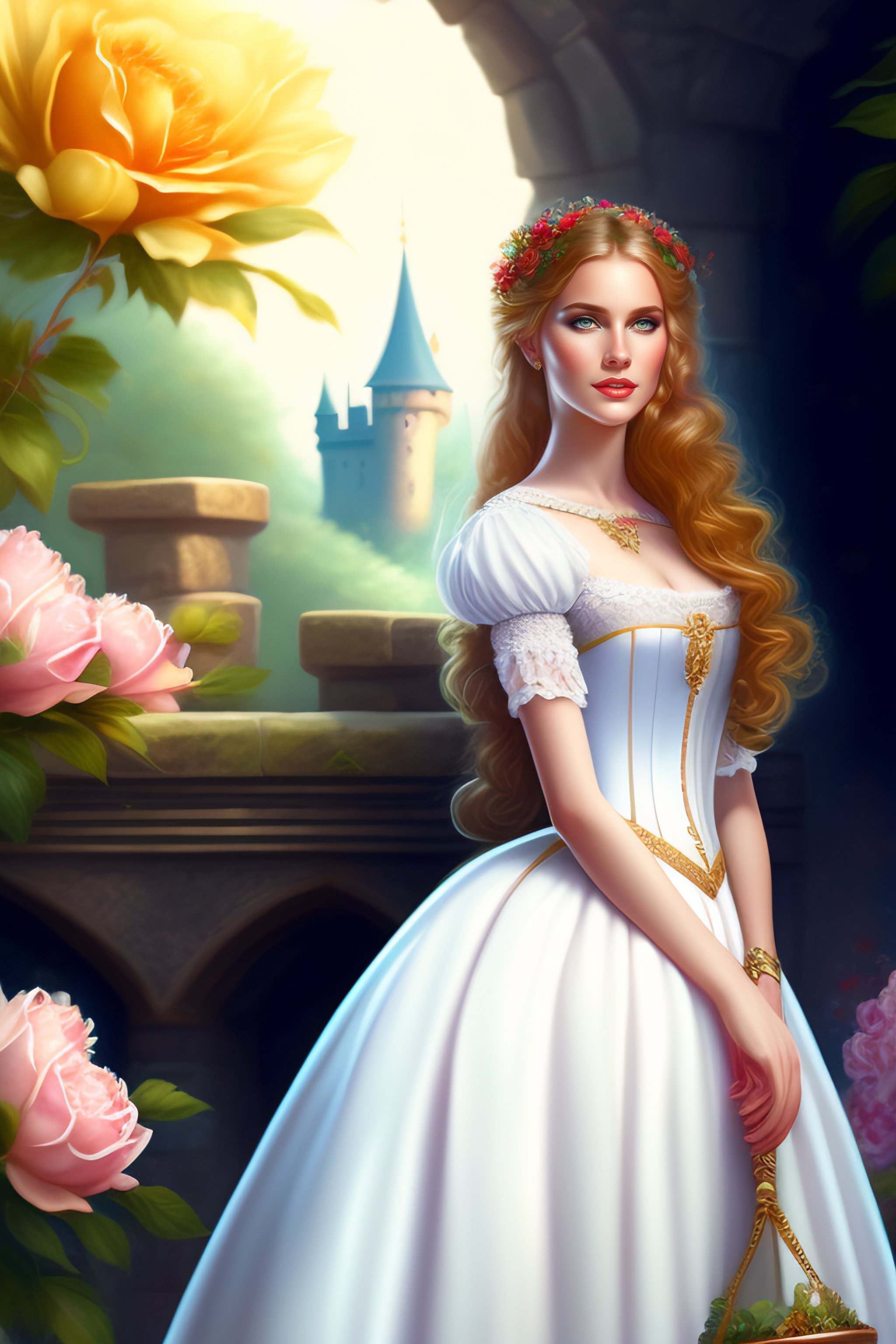 Lexica - White attractive young girl, medieval dress with corset ...