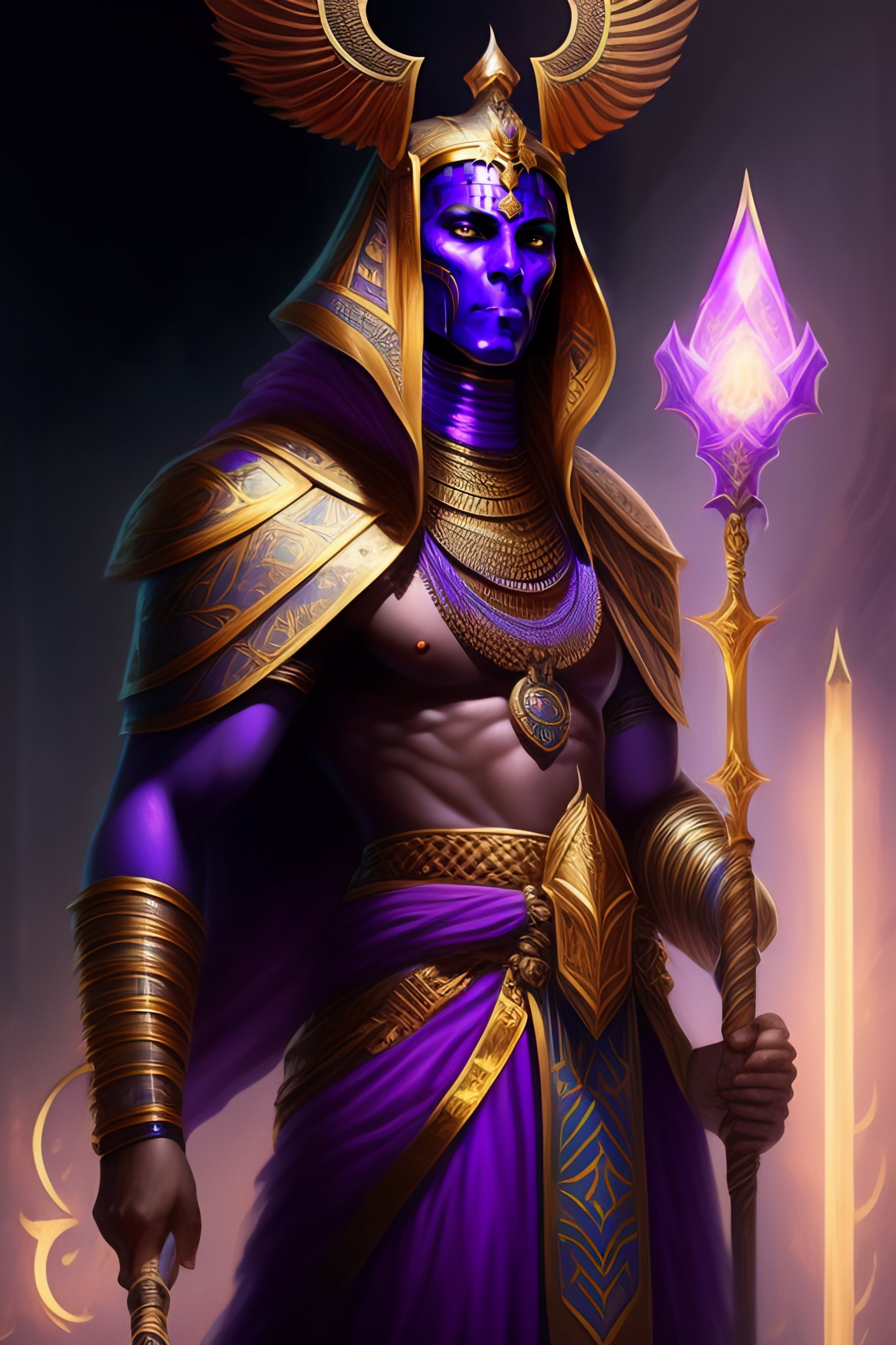 Lexica - An undead pharaoh, holding a cobra head staff, egyptian, death ...