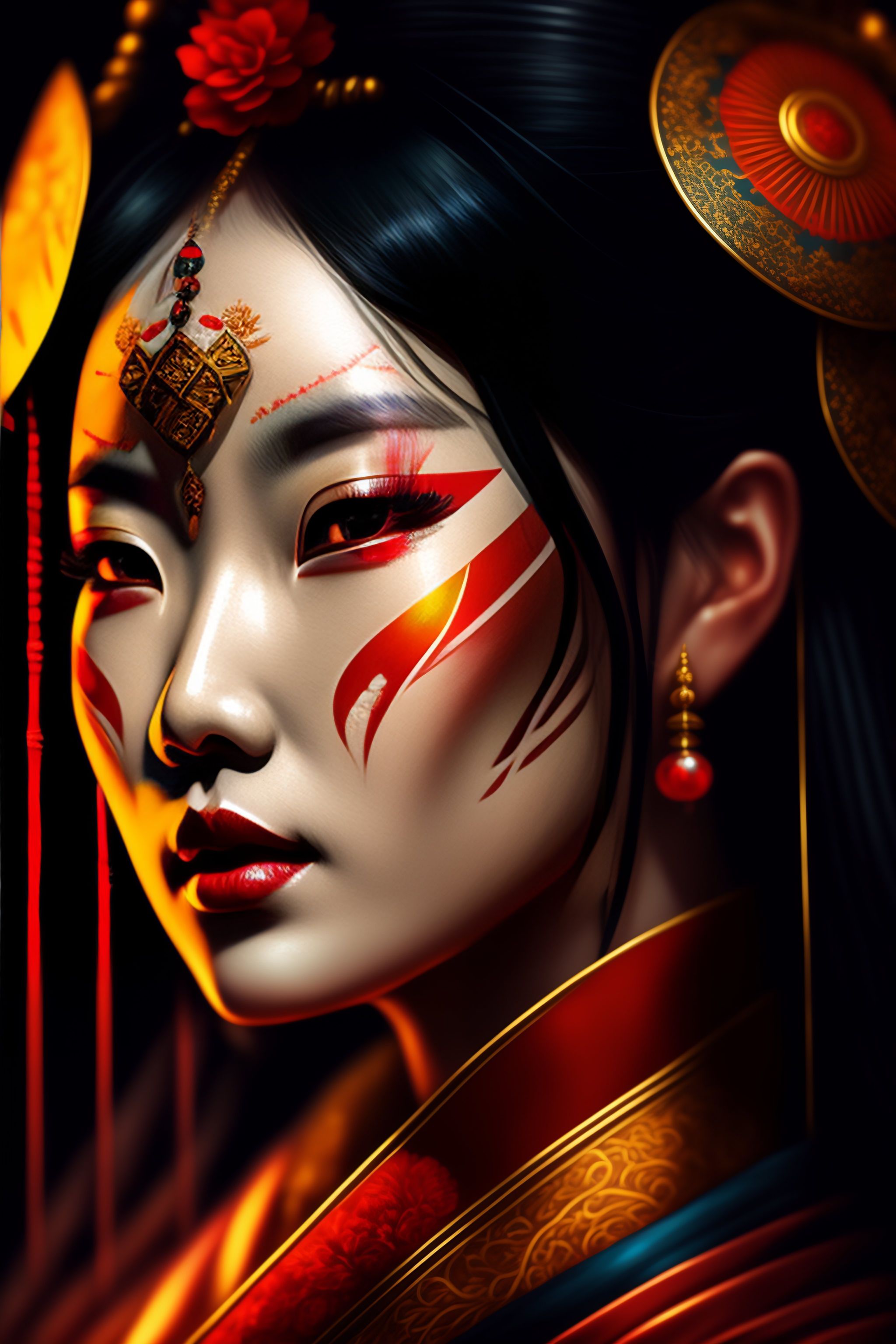 Lexica - Portrait art of undead geisha, detailed,intricate, full of ...