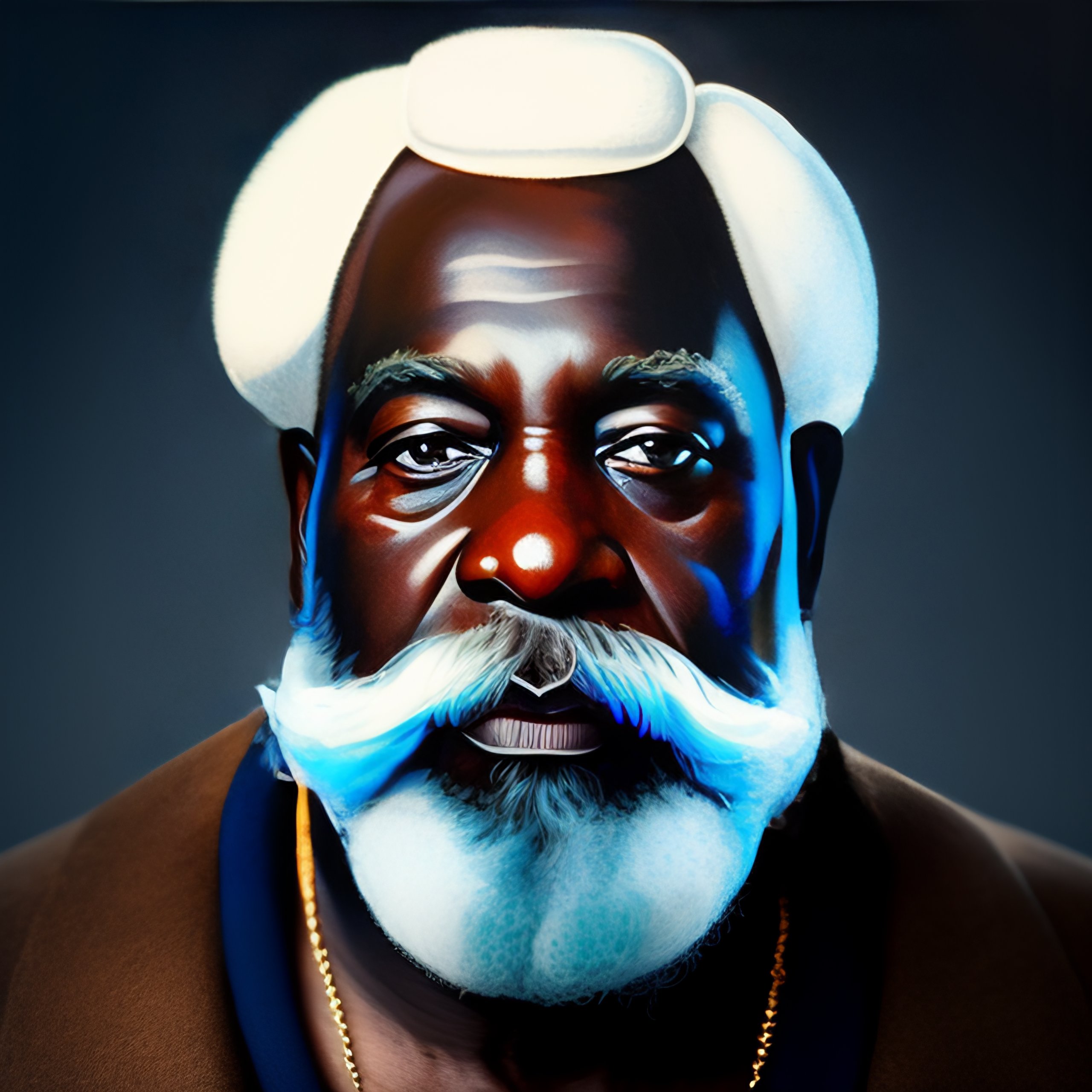 Lexica - Realistic portrait of an old man, black beard, big blue eyes ...