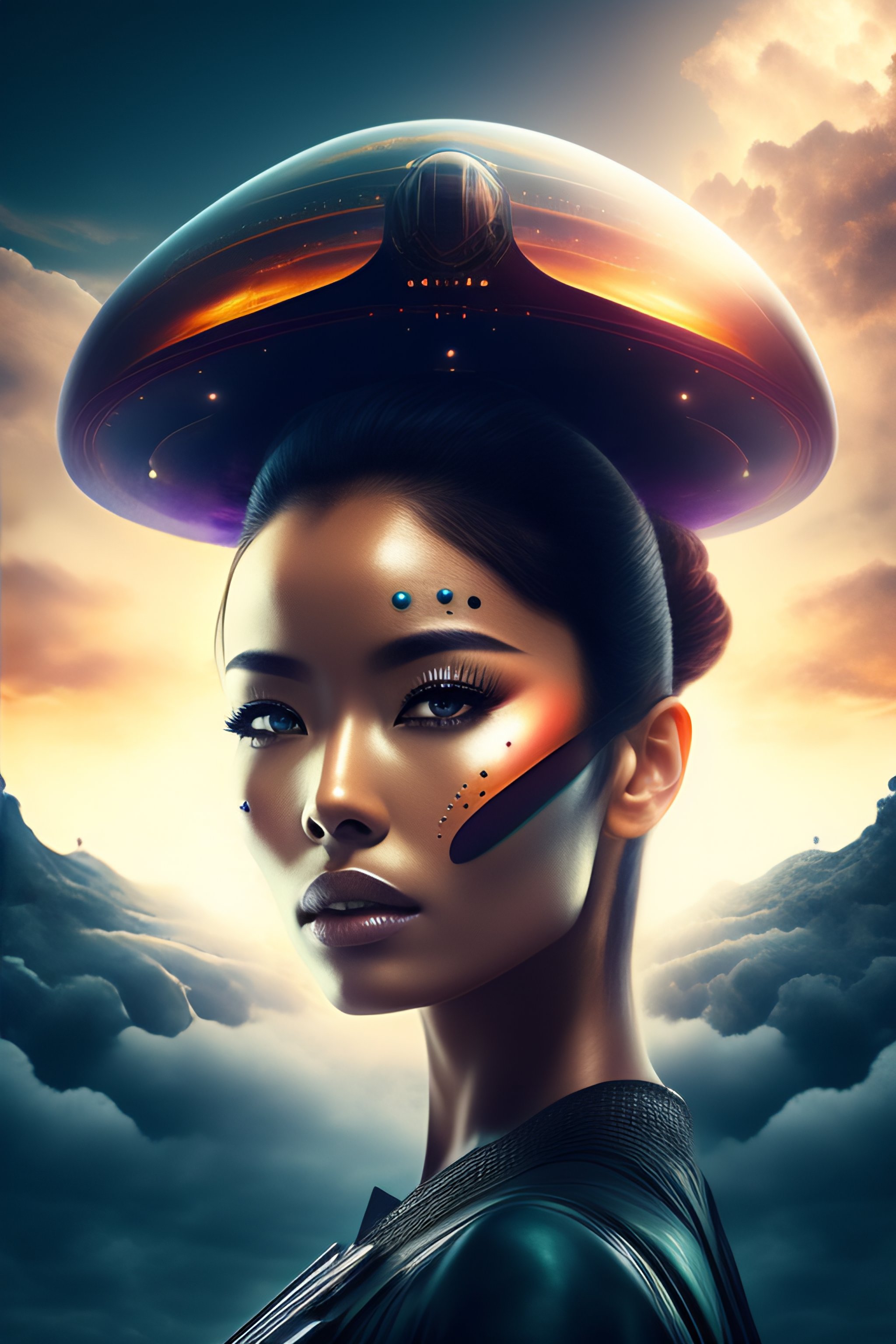 Lexica - Distopic future, alien space ship above the sky, earth as a ...