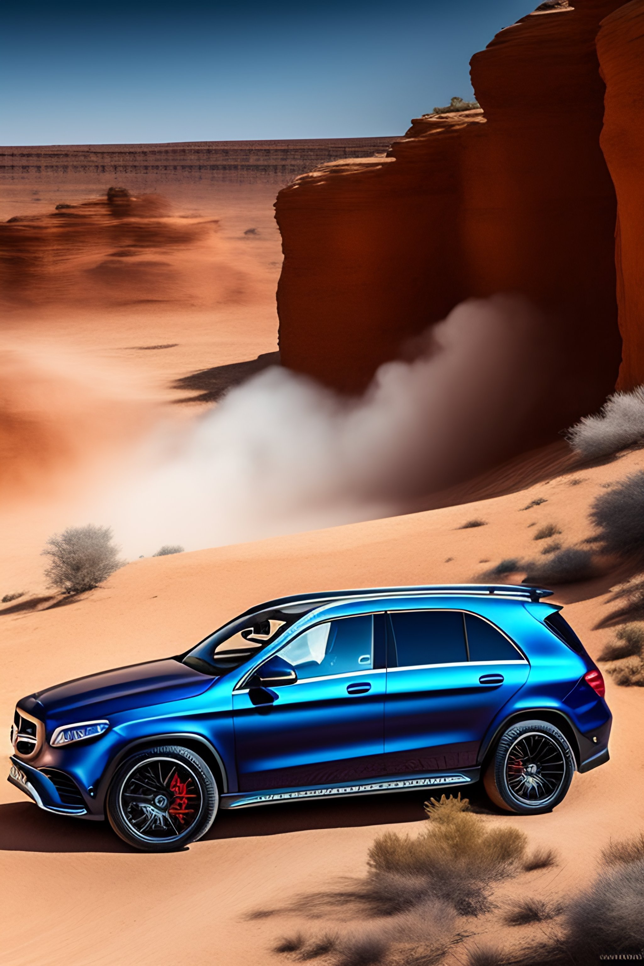 Lexica - Mercedes azul clase c 200 Amg desierto