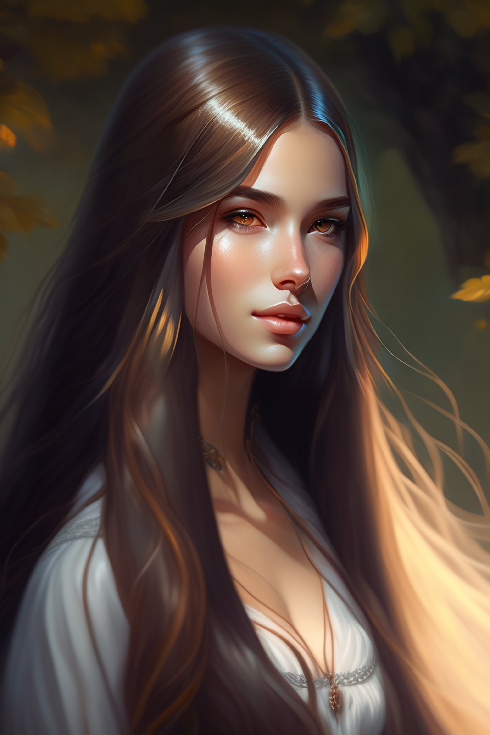 Lexica - Girl with long straight hair, fantasy style, portrait ...