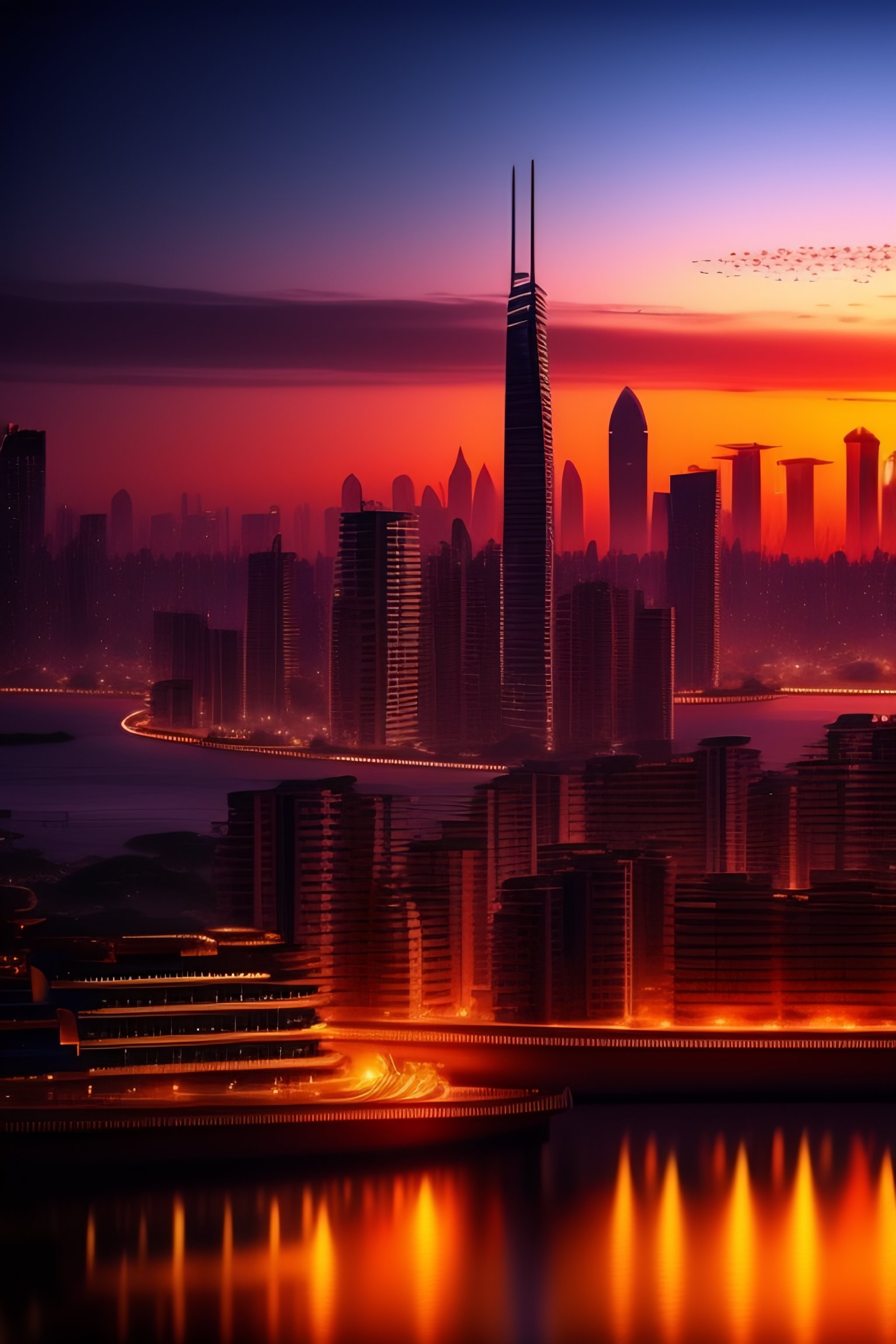 Lexica - Bombay skyline in an epic beautiful sundowner scene, 4K ...