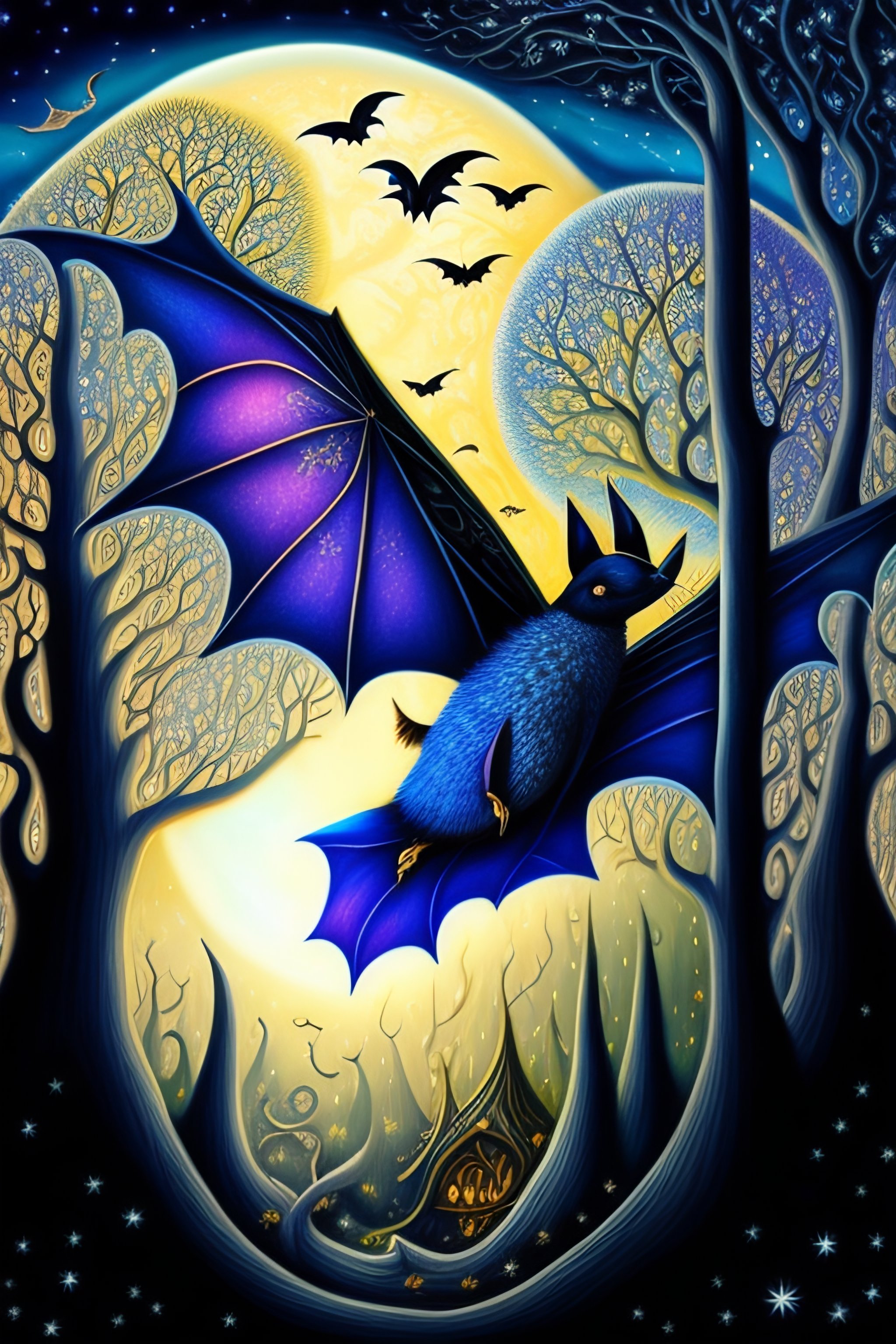 Lexica - Whimsical super-detailed surreal bat with intricate mystical ...