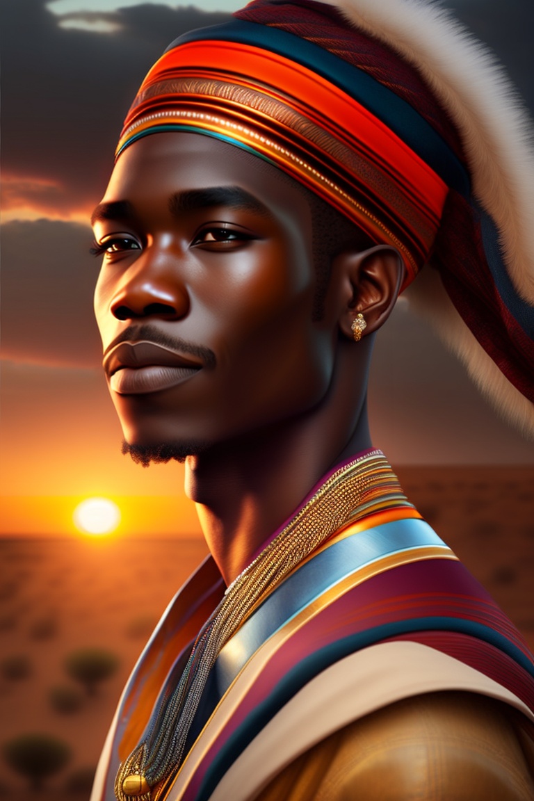 Lexica - African Man in Native Dress, Evening Lighting