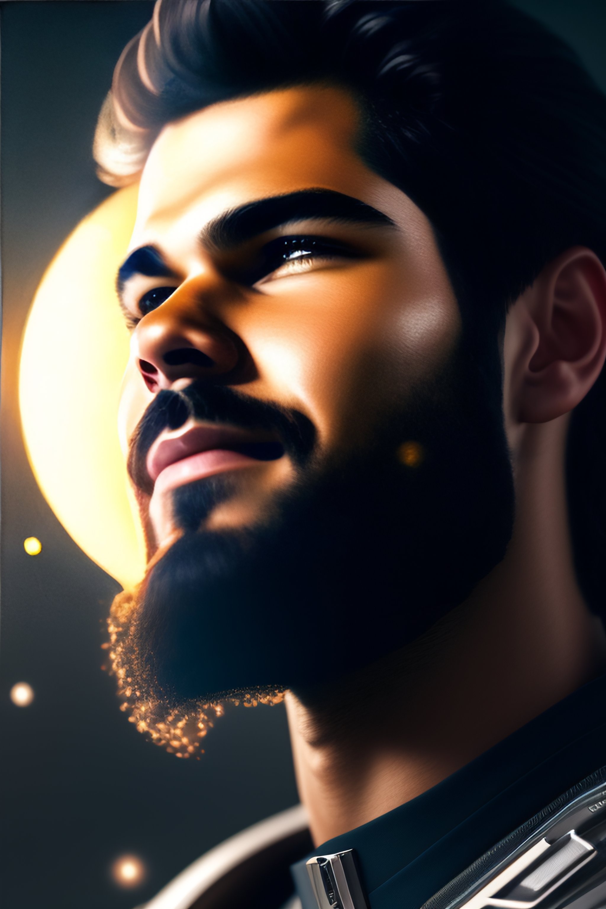 Lexica - Portrait of a smiling male gray long hair and beard astronaut ...