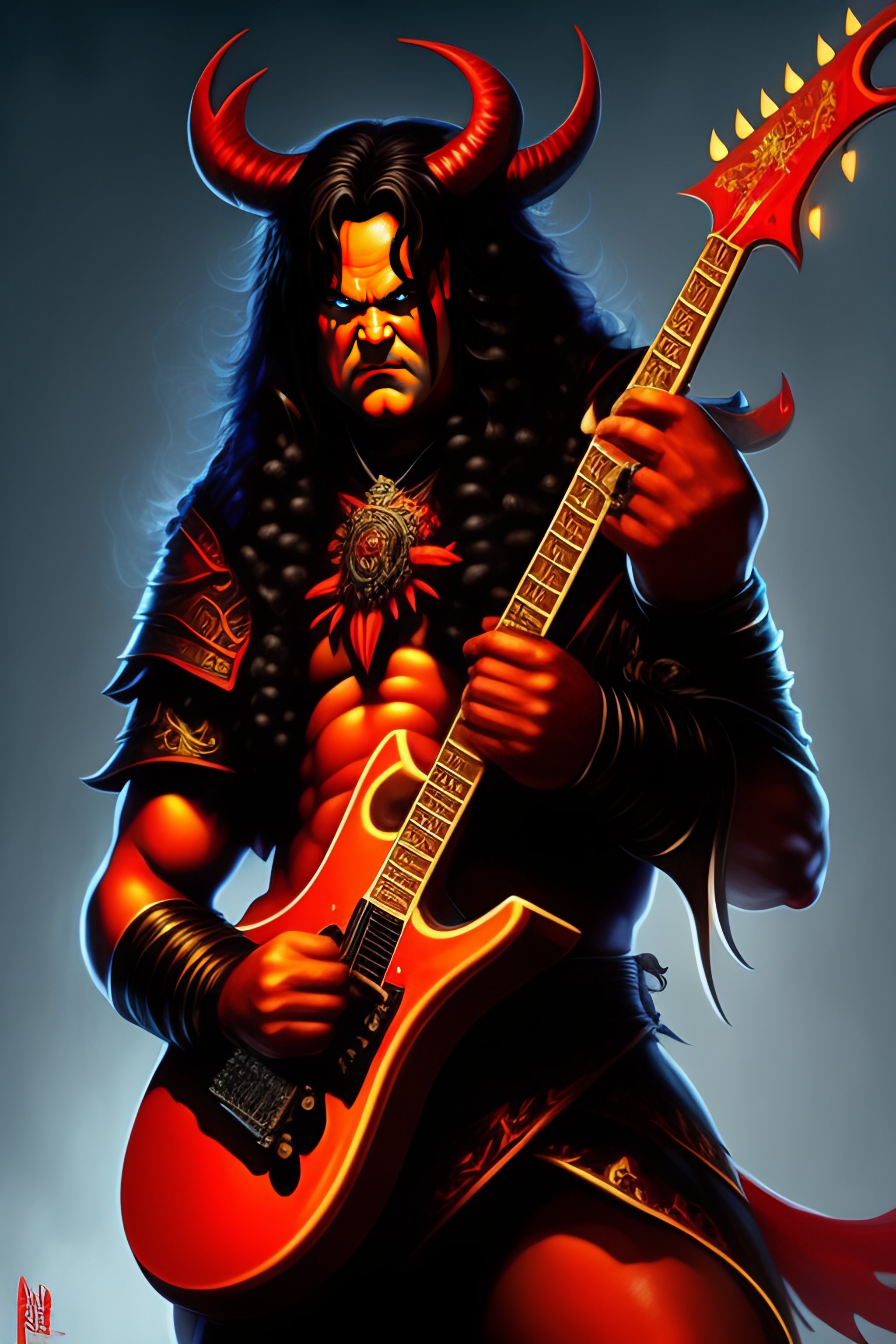 Lexica - Dnd concept art for jack black as a demon electric guitar ...