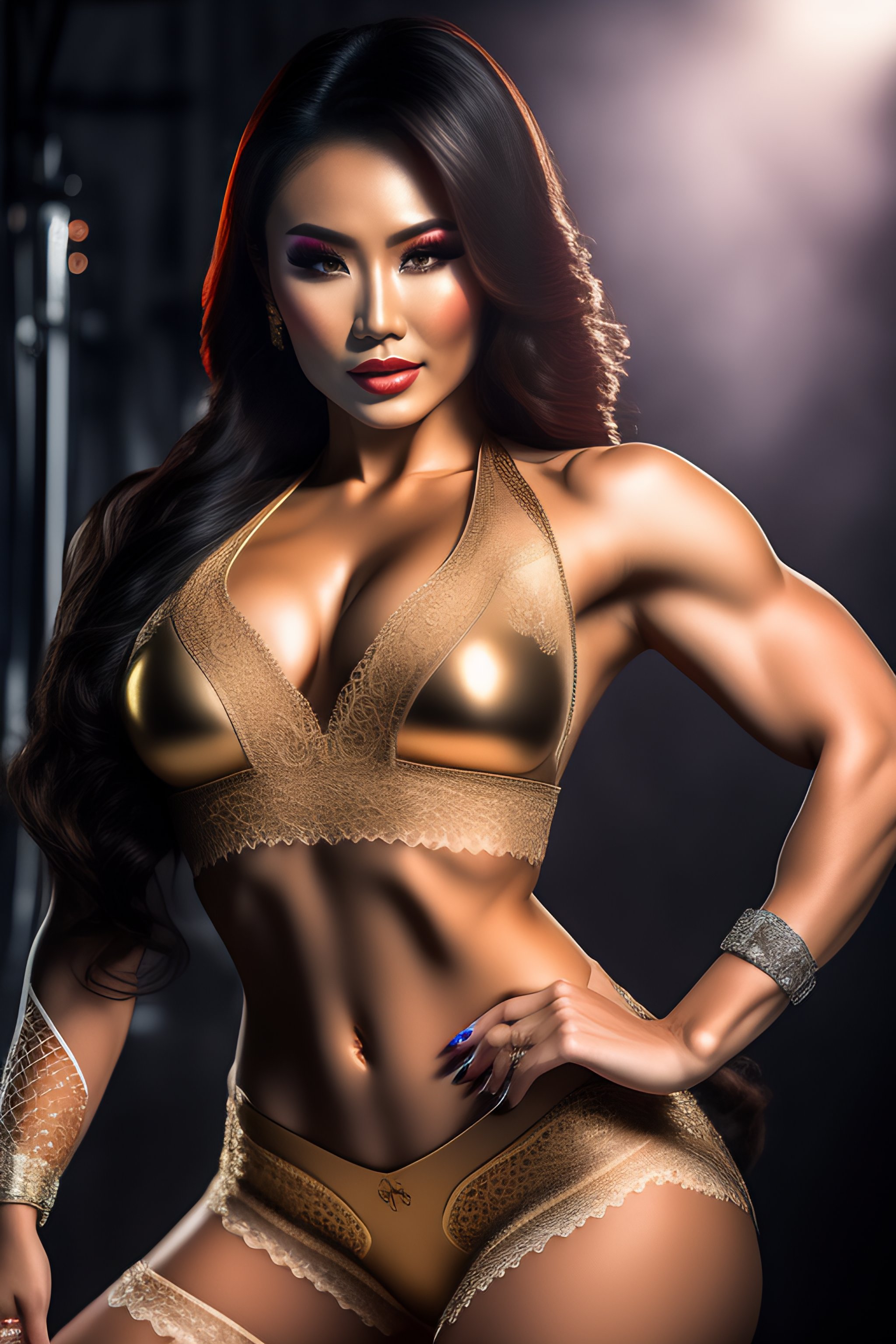 Lexica - Commercial photoshoot. hot attractive Eurasian female glamour fitness model in photo ...