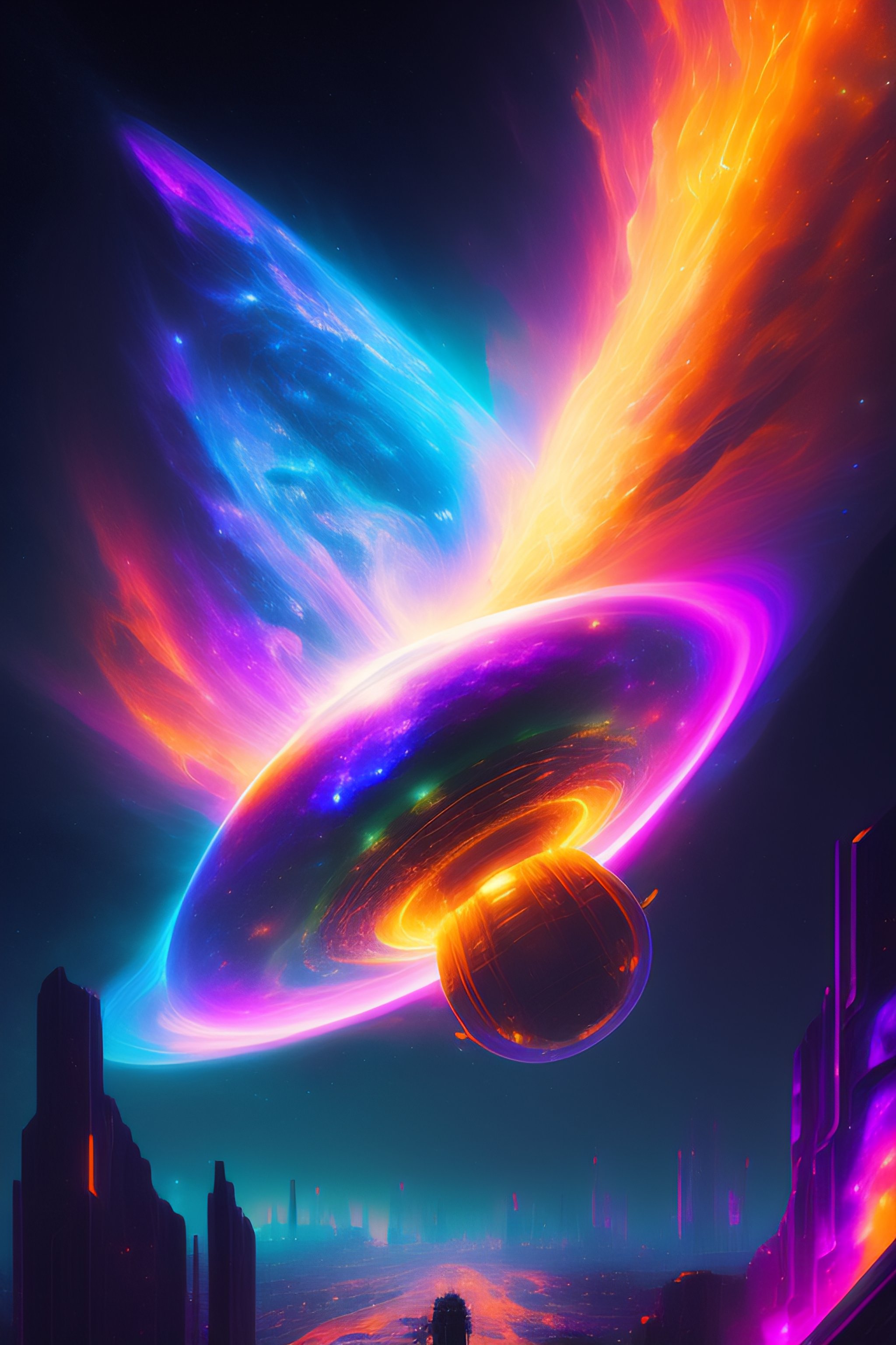 Lexica - Ultradetailed illustration of an energy spell in a galaxy ...