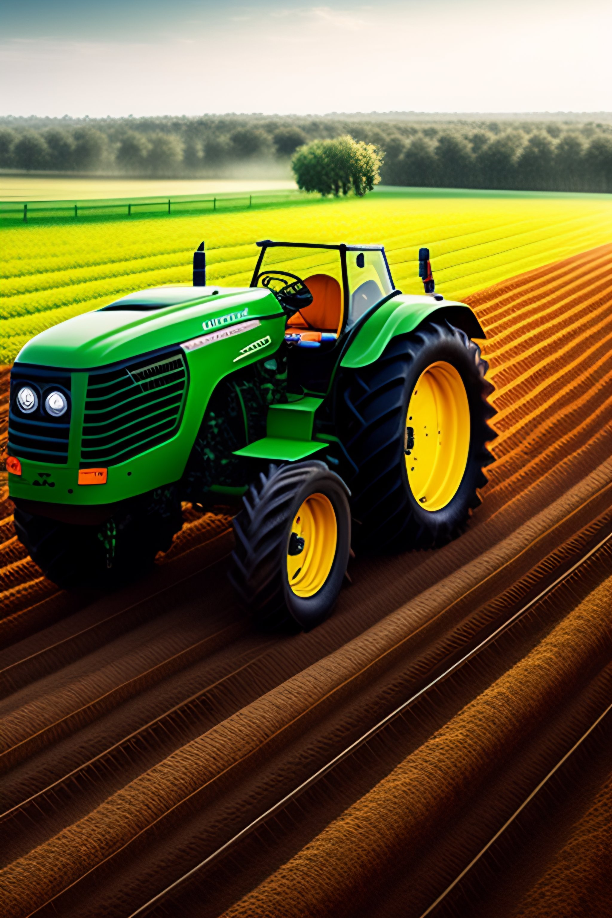 Lexica - Zona agricola con un tractor, bajo el concepto IoT