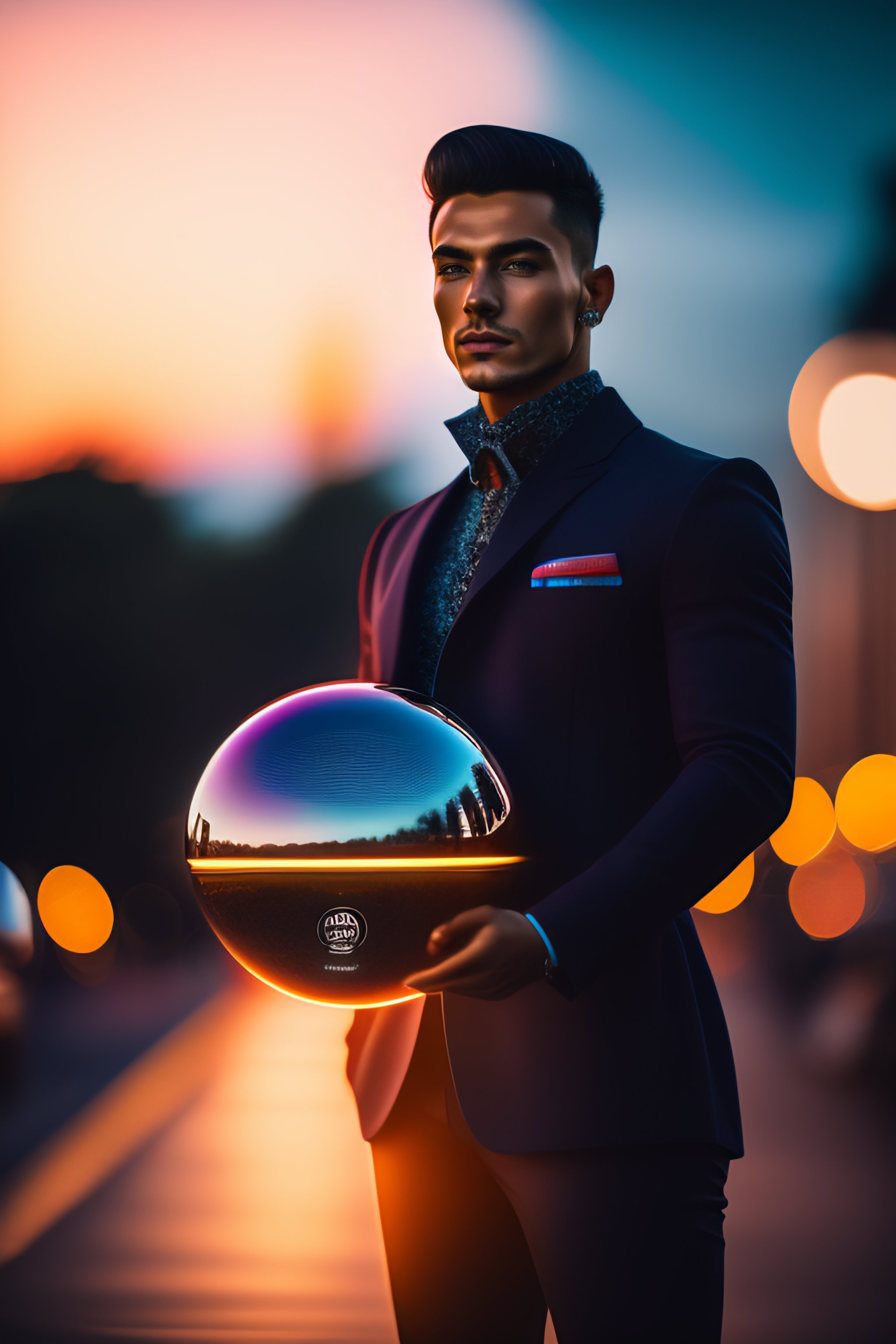 Lexica - A fashionable european man controls a levitating sphere in the ...
