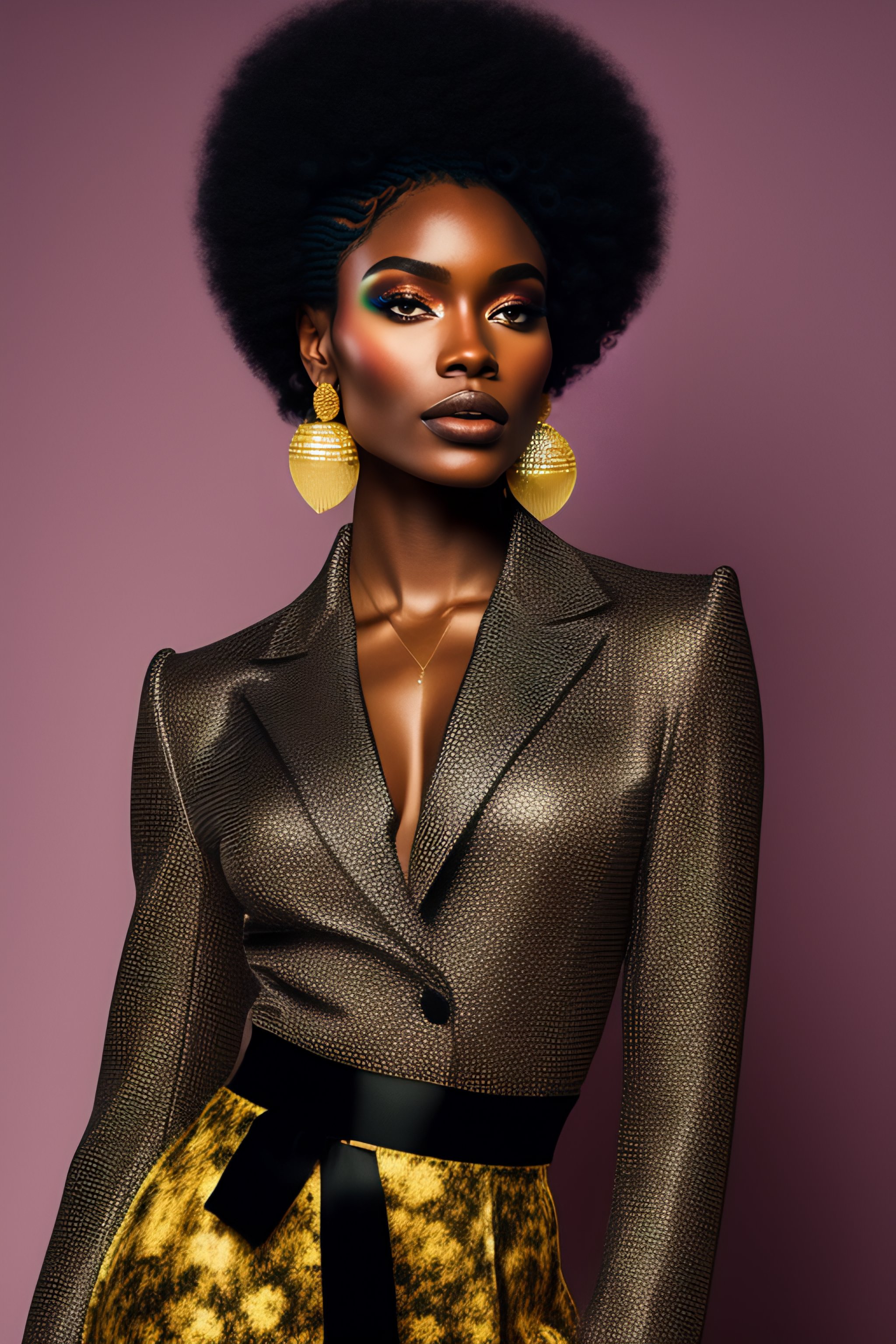 Lexica - Studio Portrait of nice black model wearing spring Outfit ...