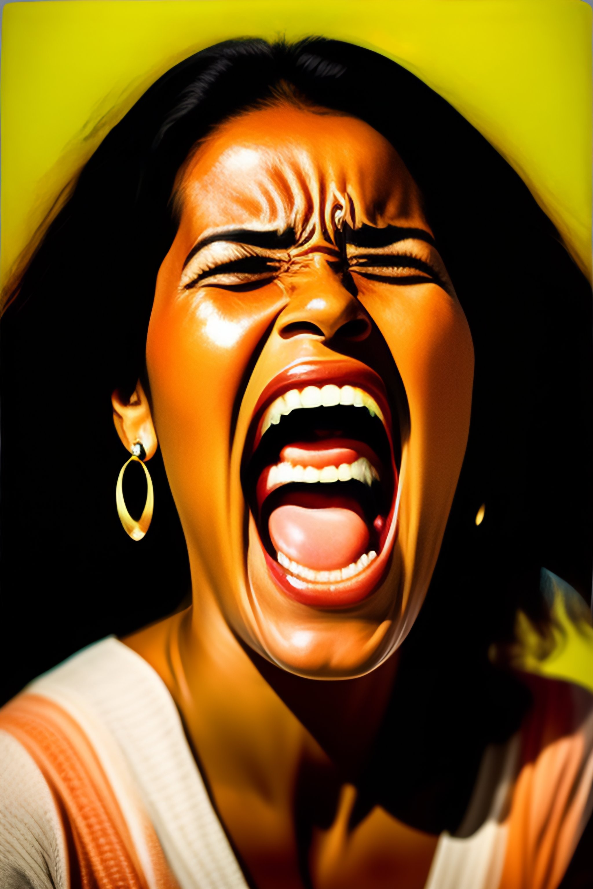 Lexica - Portrait of brazilian woman screaming, crying