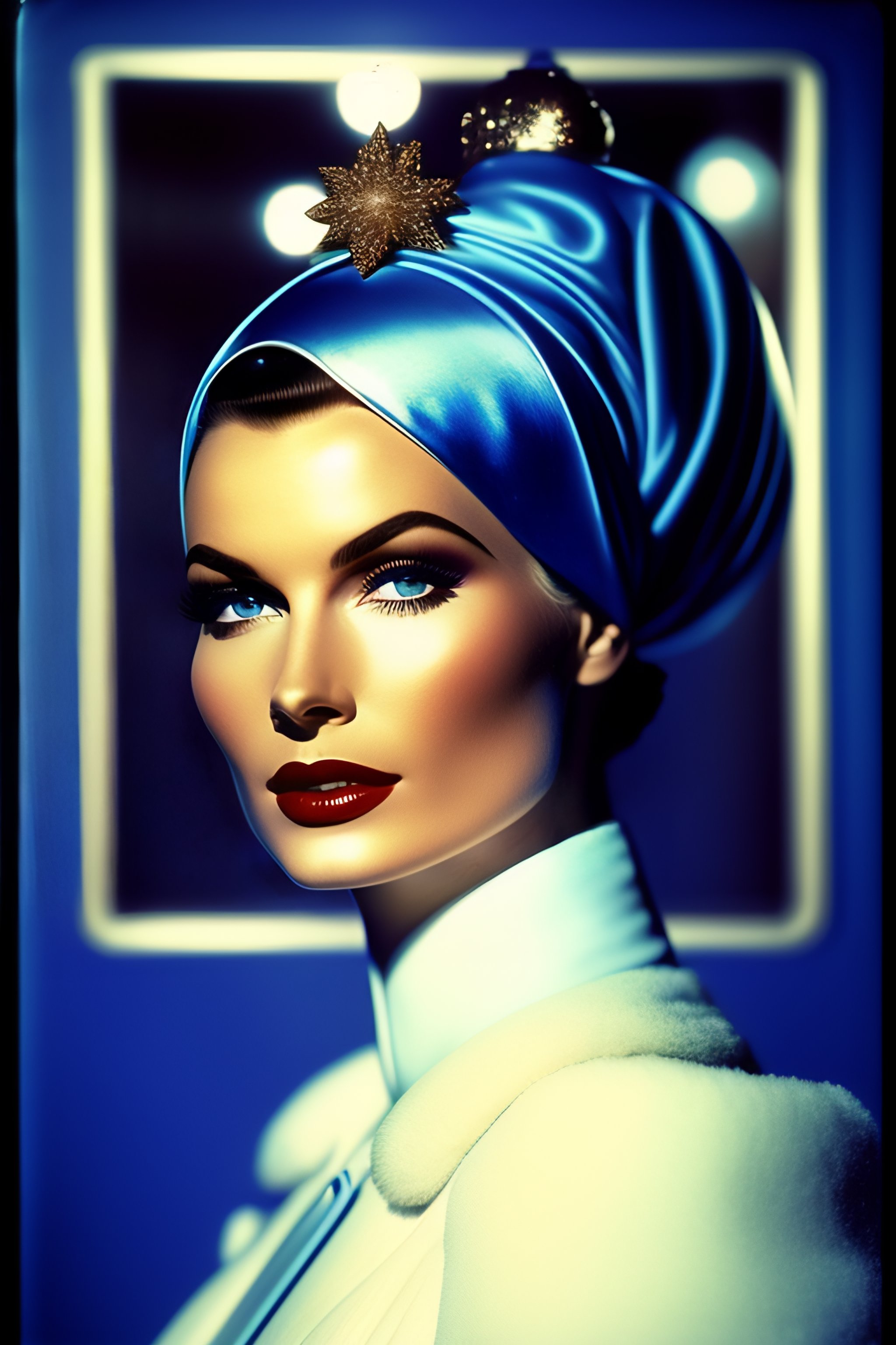Lexica - 1950's shiny atompunk poster style, super model beautiful ...