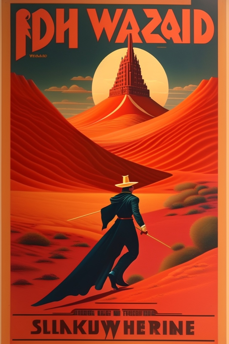 Lexica - Vintage poster, wizard walk, red planet