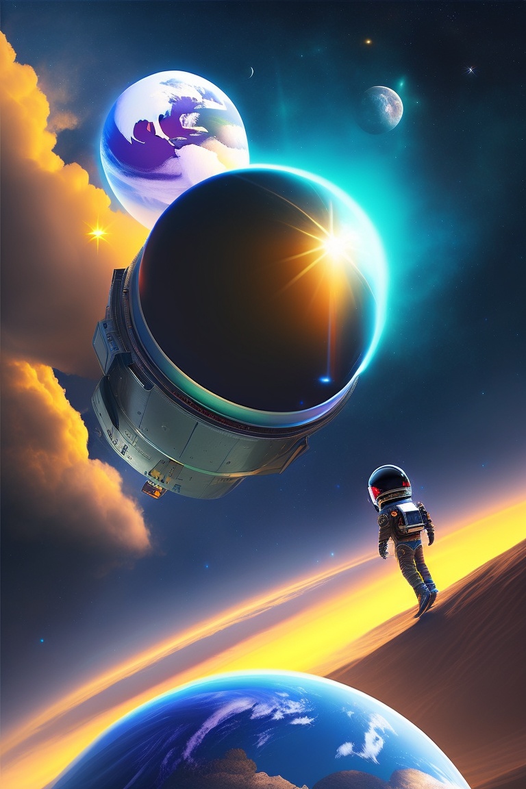 Lexica - Illustration, dark boy floating in space with the Earth in the ...