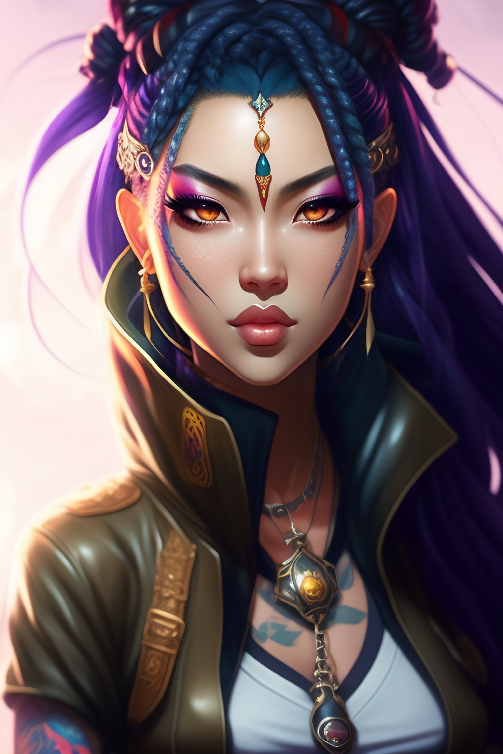 Lexica - Portrait Anime jinx from league of legends braids grunge punk ...