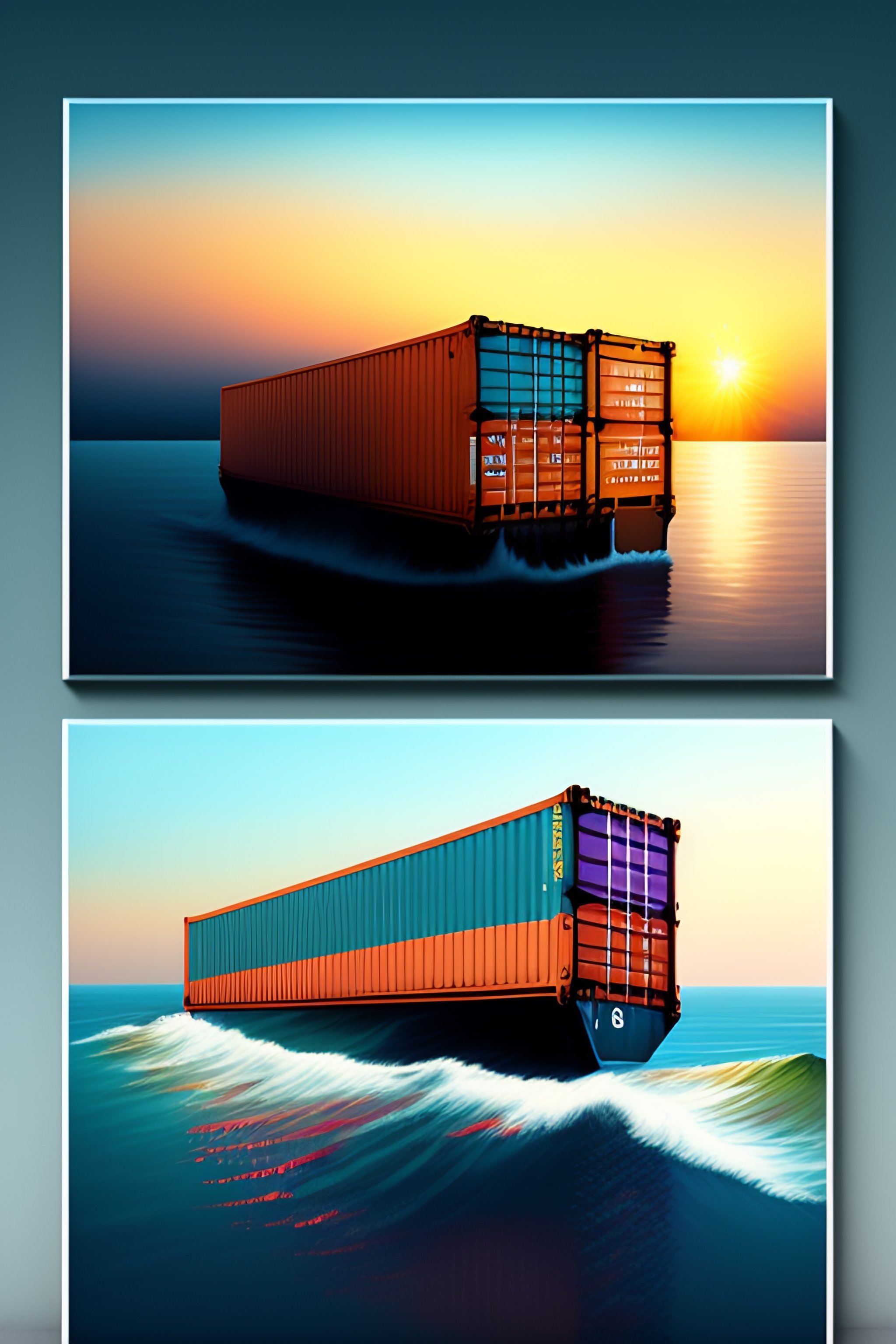 Lexica - Ship with shipping container and text "container-deshevo" on ...