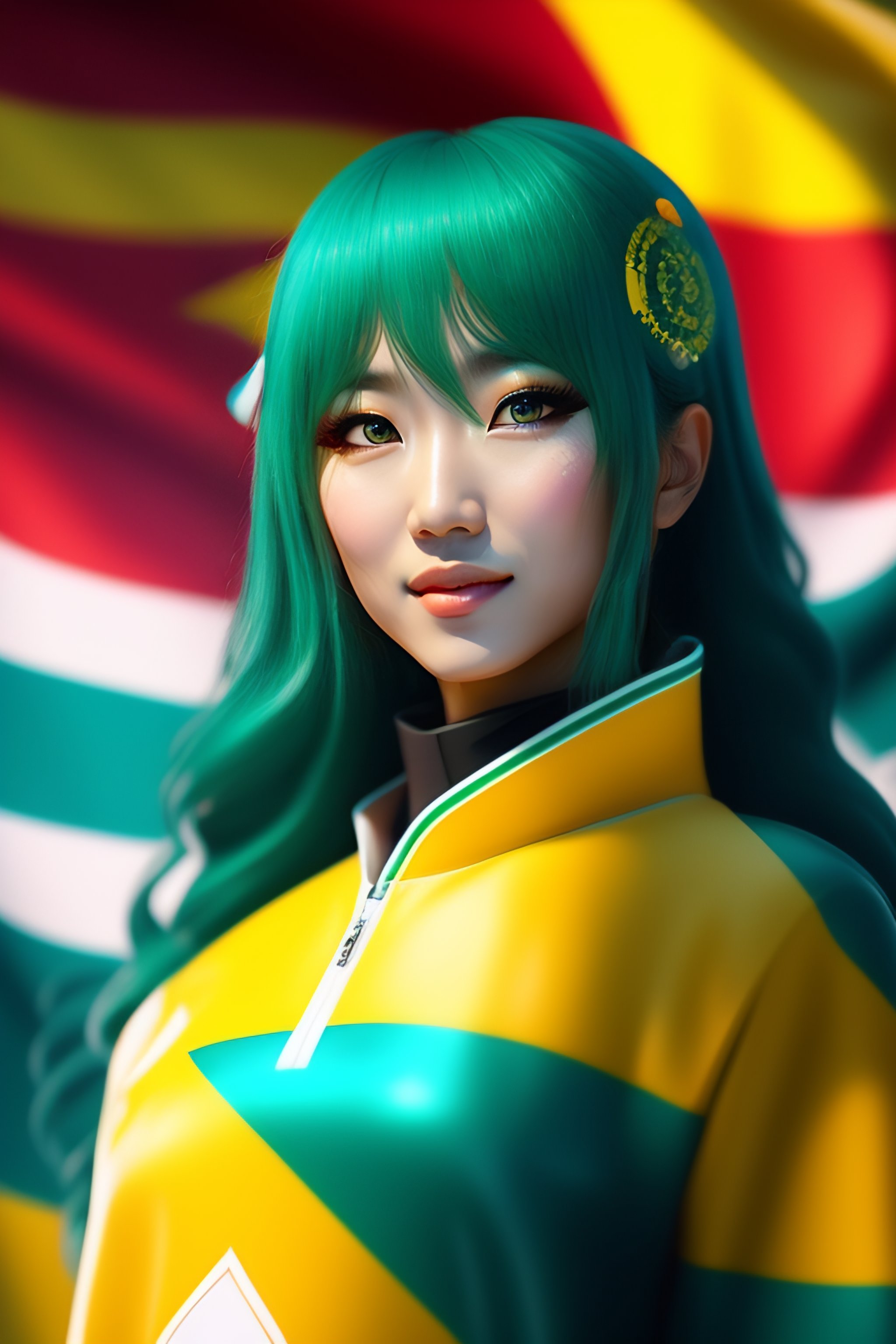 Lexica - Hatsune Miku in front of Brazil flag