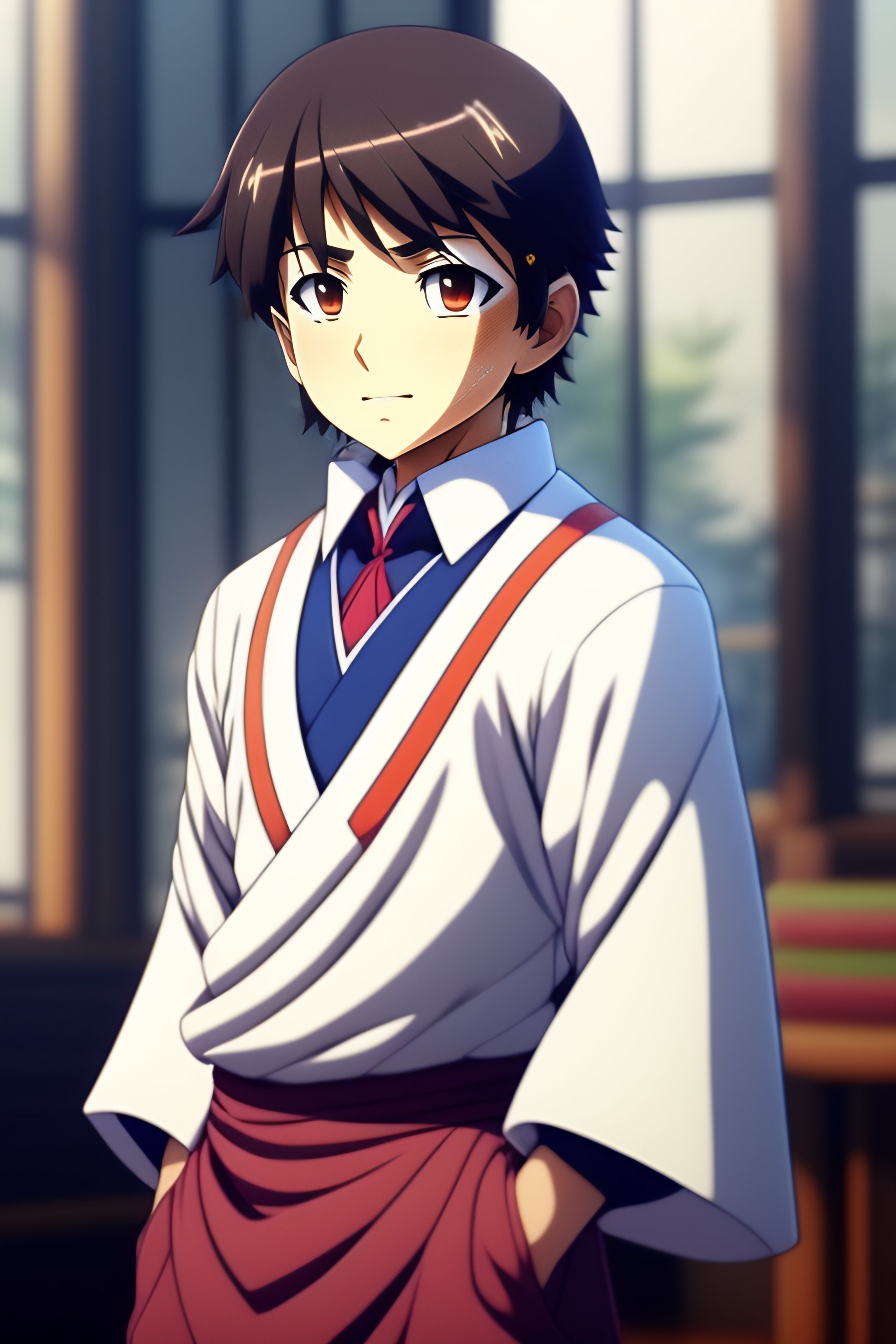 Lexica - Picture of young Sensei from anime wearing school uniform