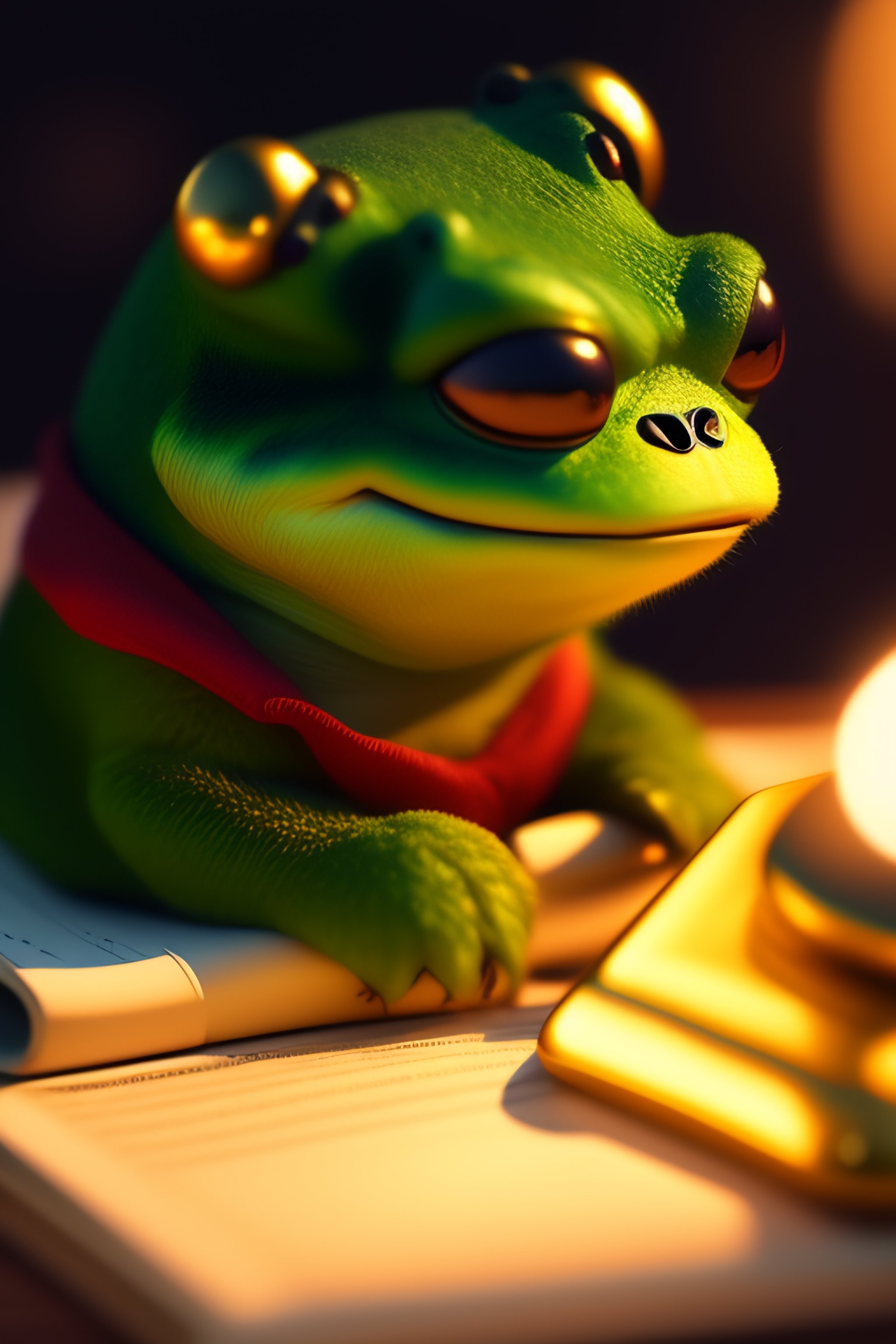 Lexica - An exhausted pepe the frog commiting tax fraud, paperwork ...