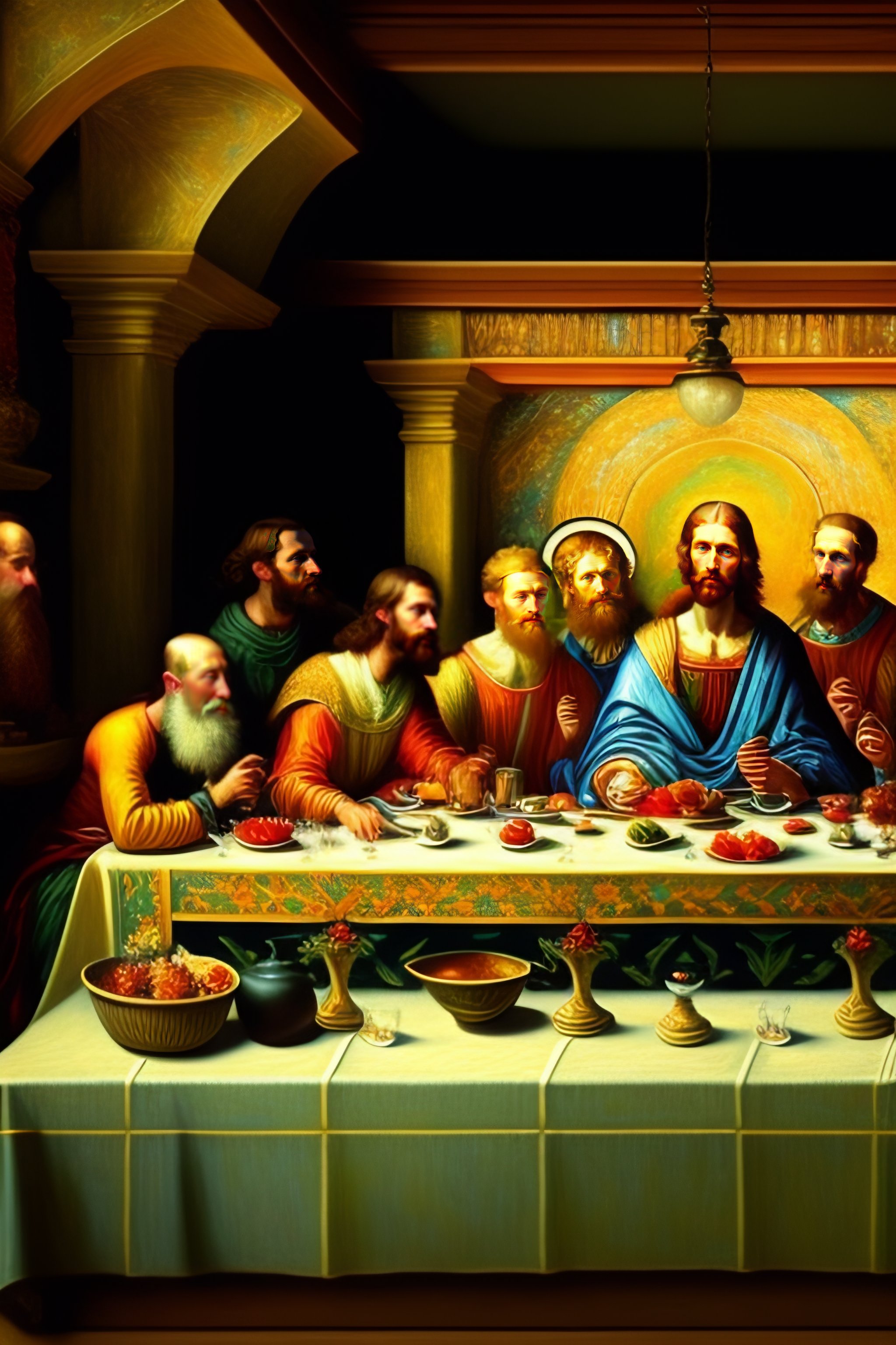 Lexica - Last supper, resplendent paint, intricately detailed ...