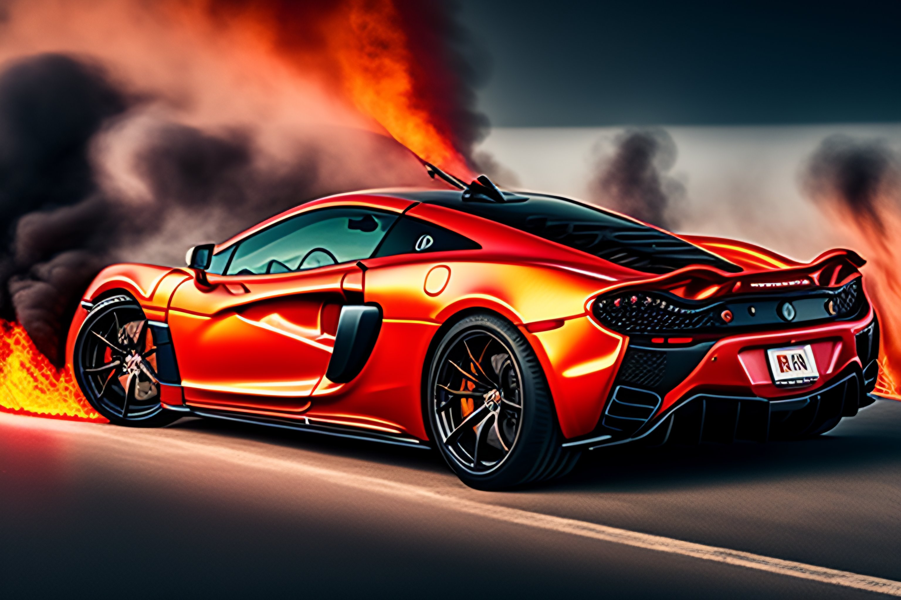 Lexica - Red McLaren 670 On Fire In the streets of Los Angeles hyper ...