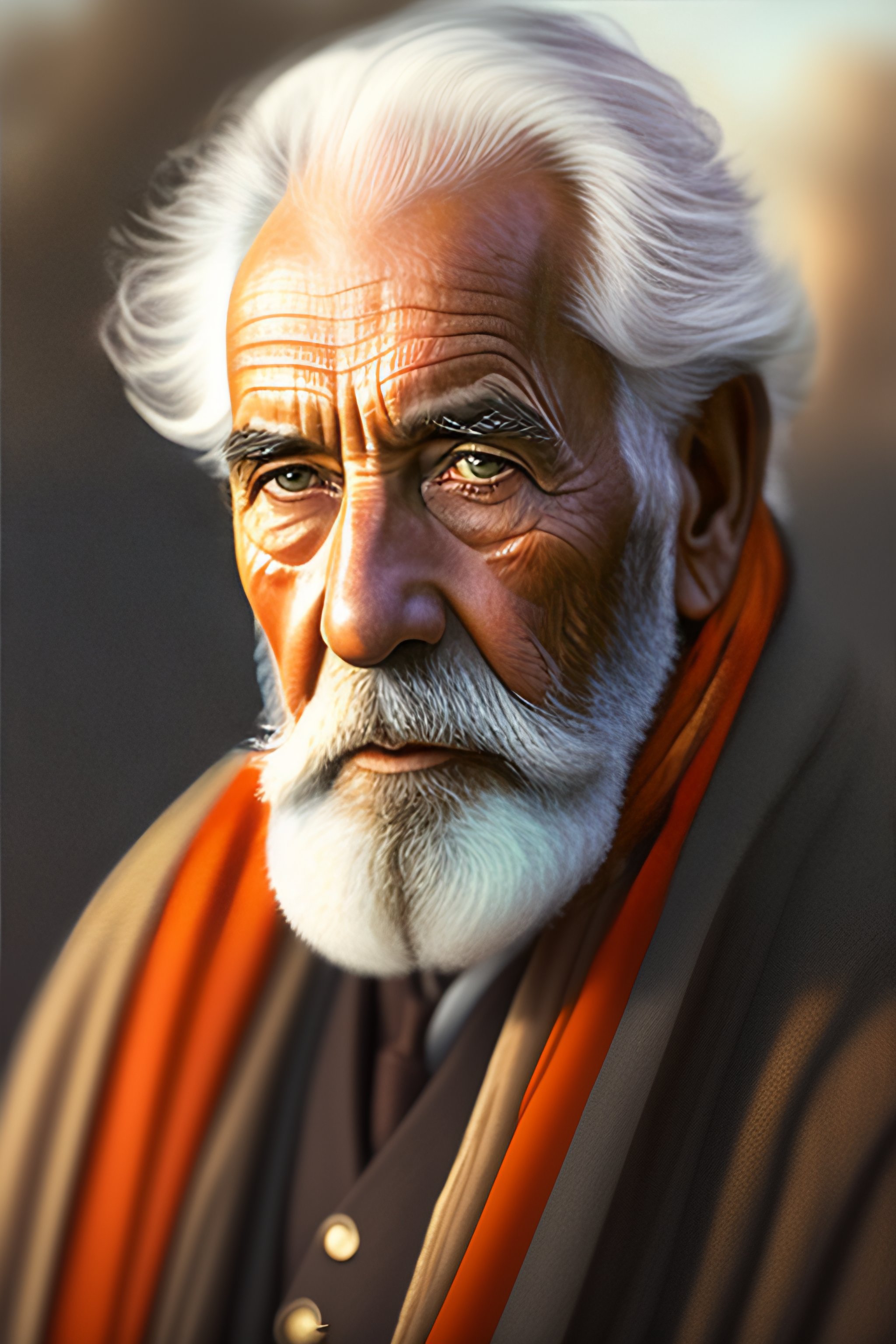 Lexica - Portrait of a hyperrealistic image of a very old man, many ...