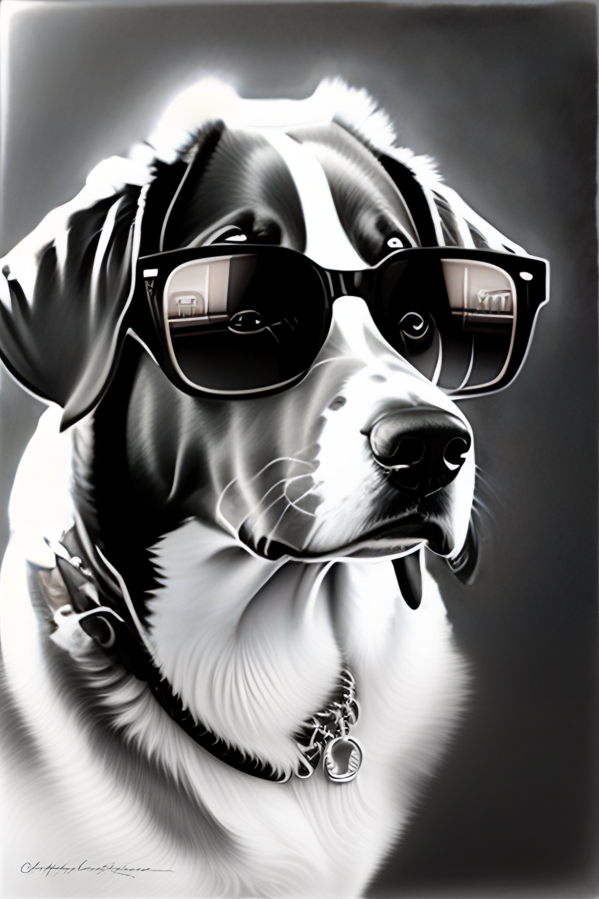 Lexica - Portrait of beautiful dog in sunglasses, studio light ...