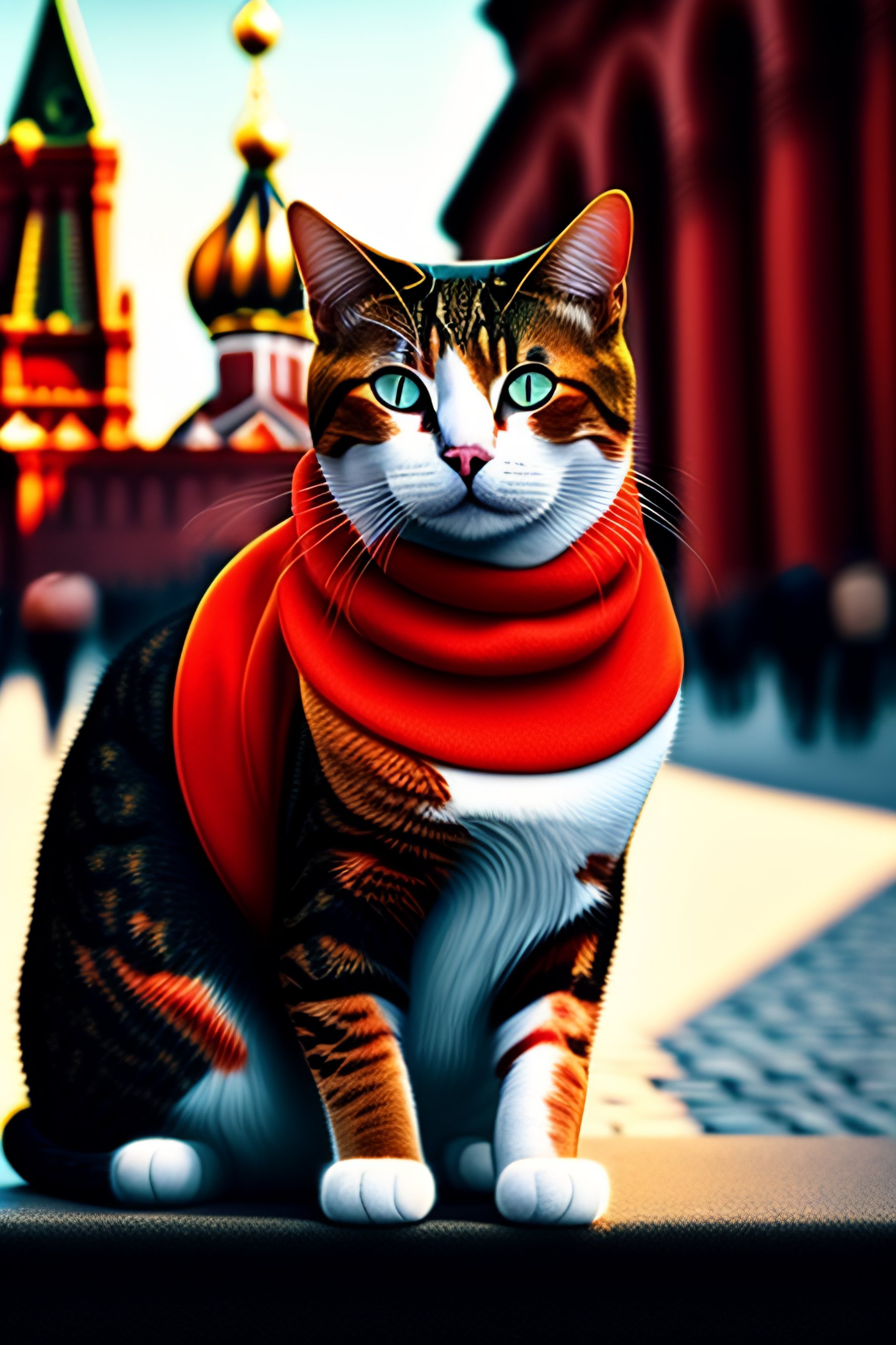 Lexica - Cat on Red Square with a text "Hermann"