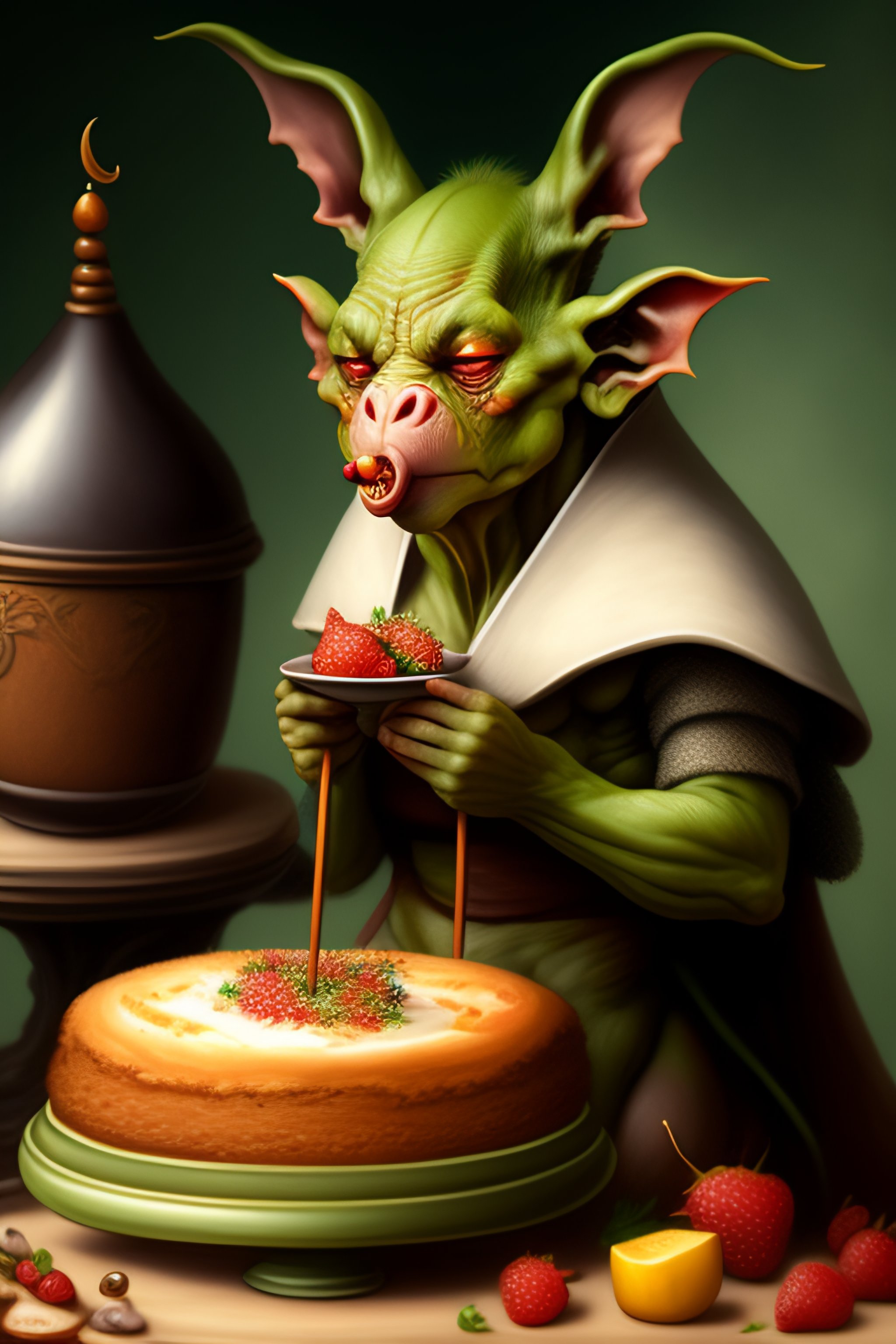 Lexica - Goblin eating cakes painted by hieronymus bosch, detailed ...